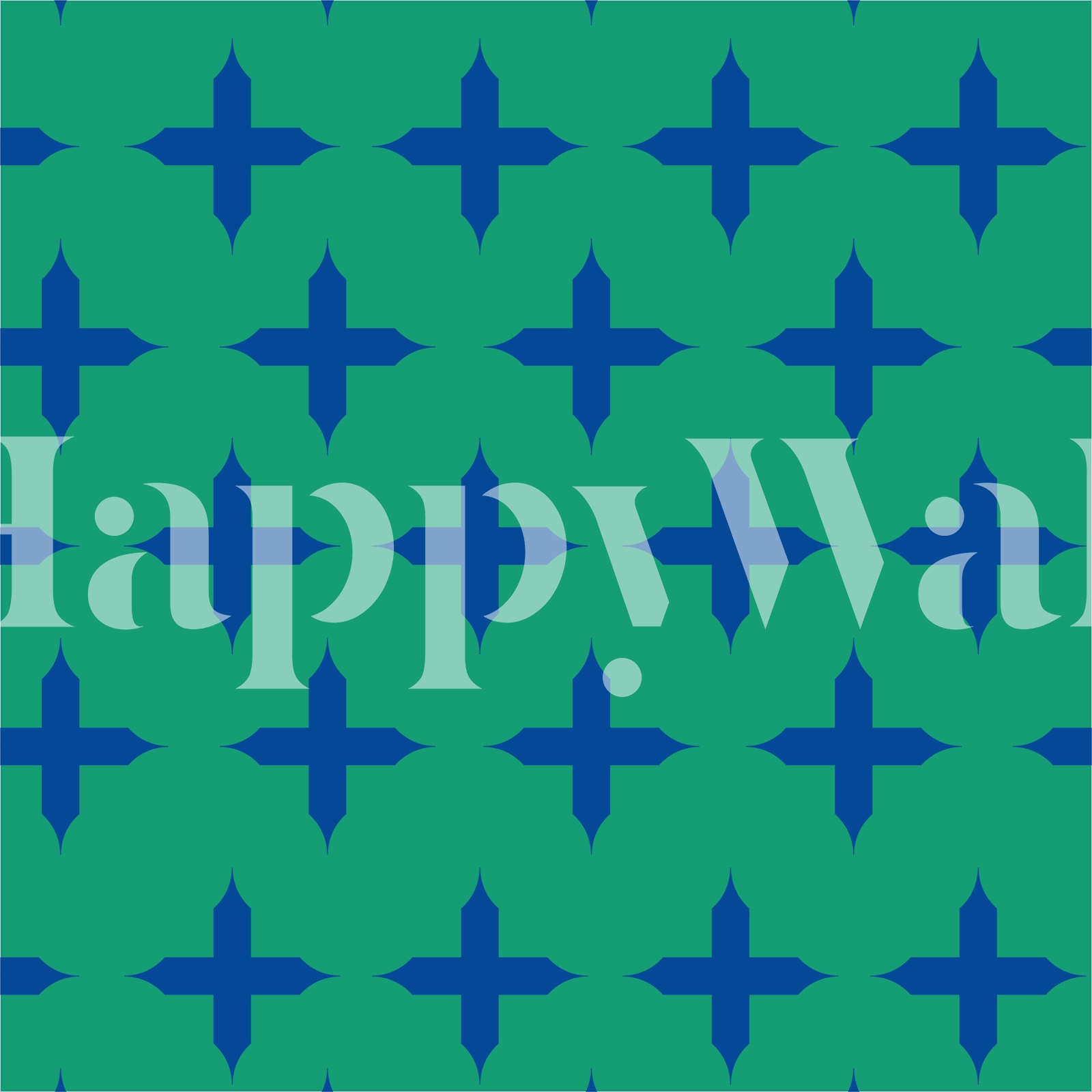 Moss Green Navy Blue Cross Pattern Wallpaper