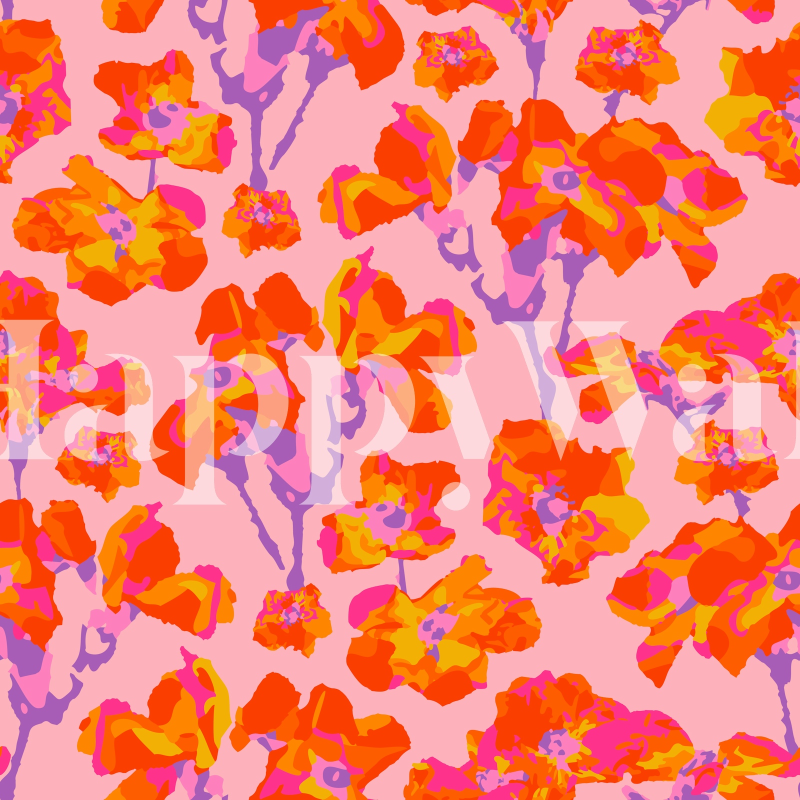 Pink Floral Wallpaper with Wild Roses Design