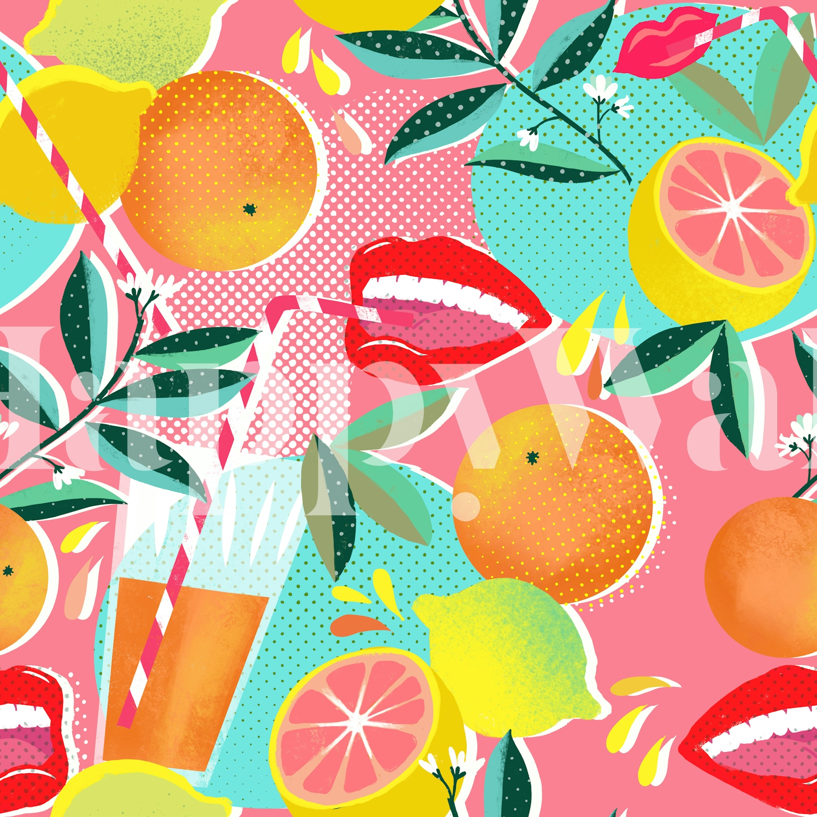 Citrus Pop Pink Wallpaper - Happywall.com