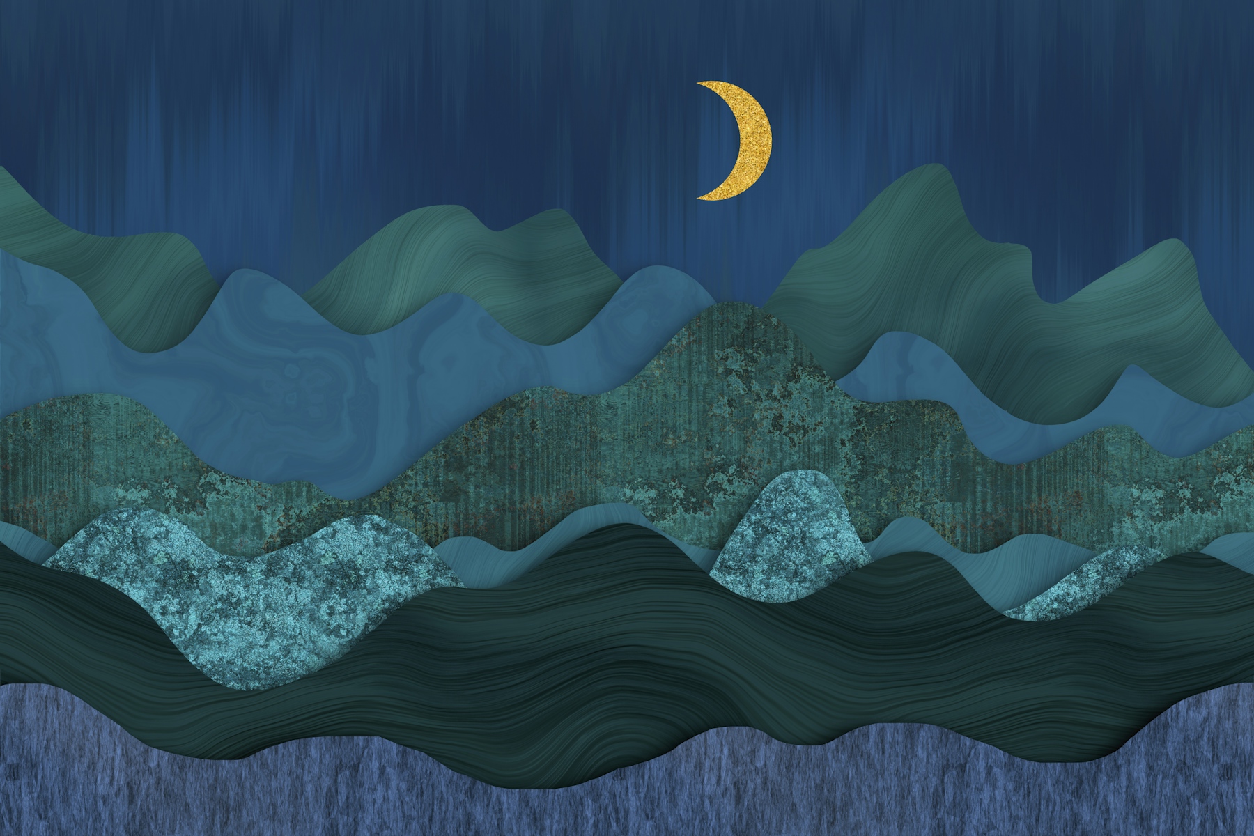 Dream Landscape Collage Midnight Moon wallpaper | Happywall