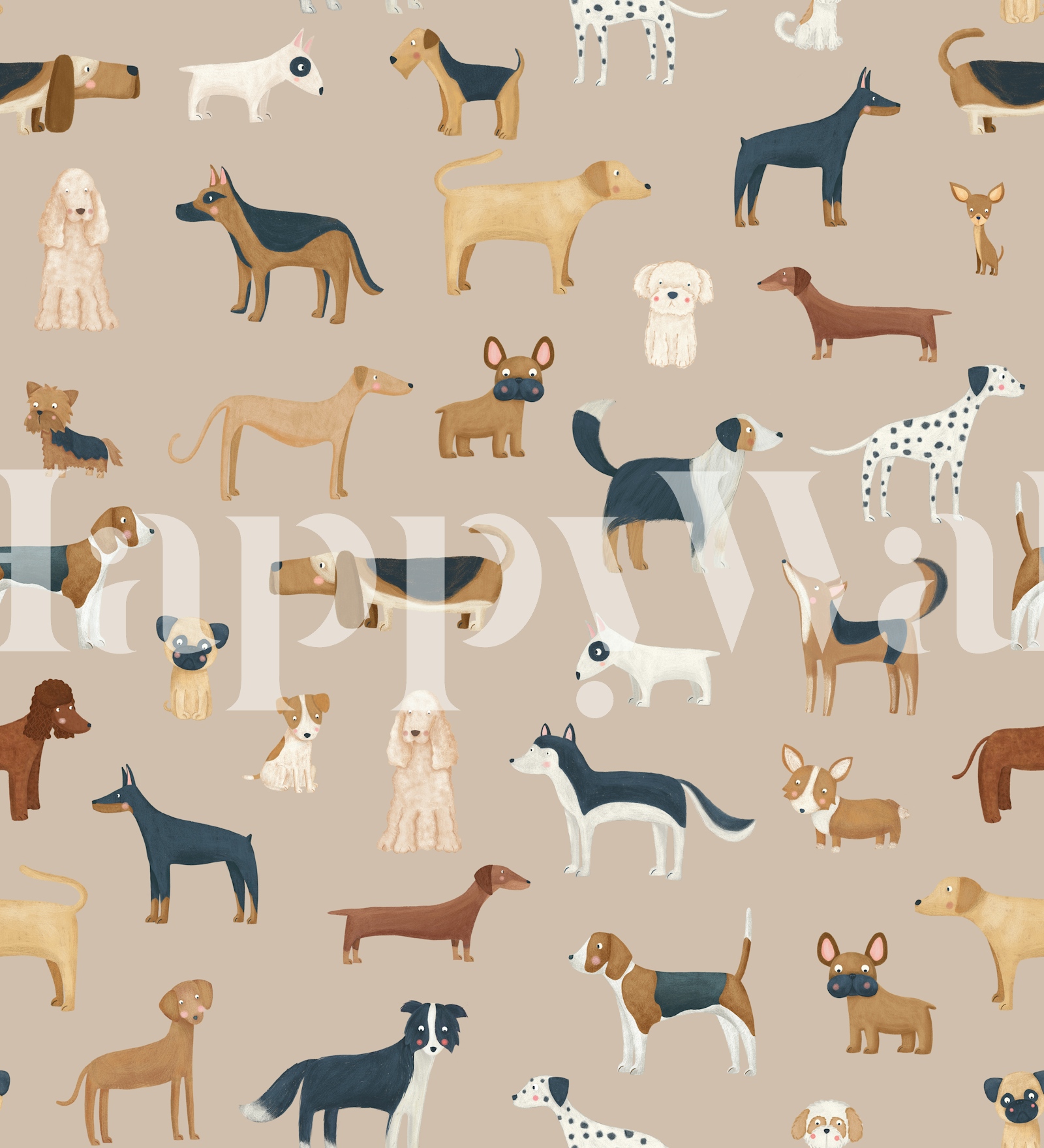 Brown Dog Breeds Pattern Wallpaper