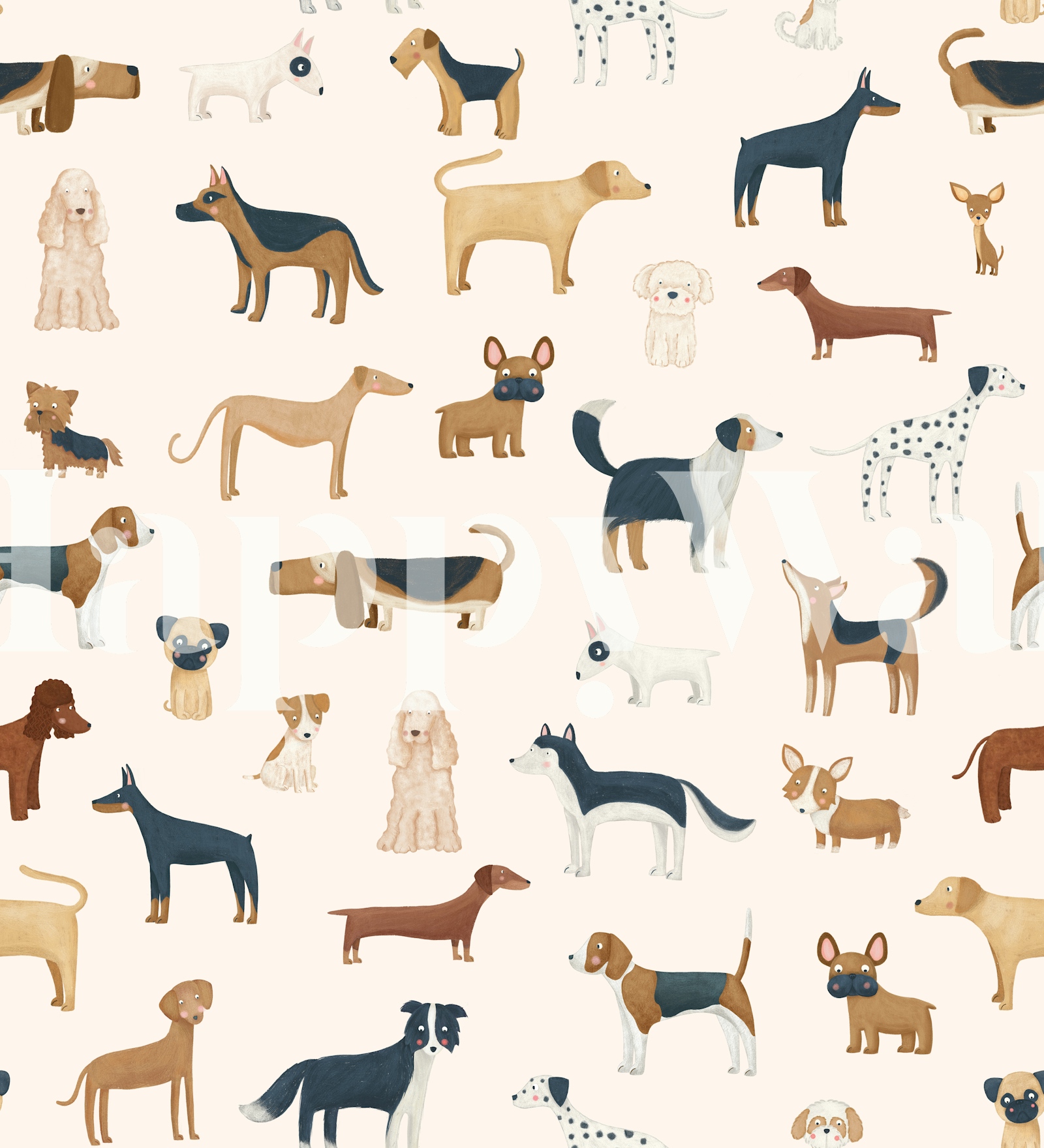 Dog Breeds in Cream Wallpaper | happywall.com