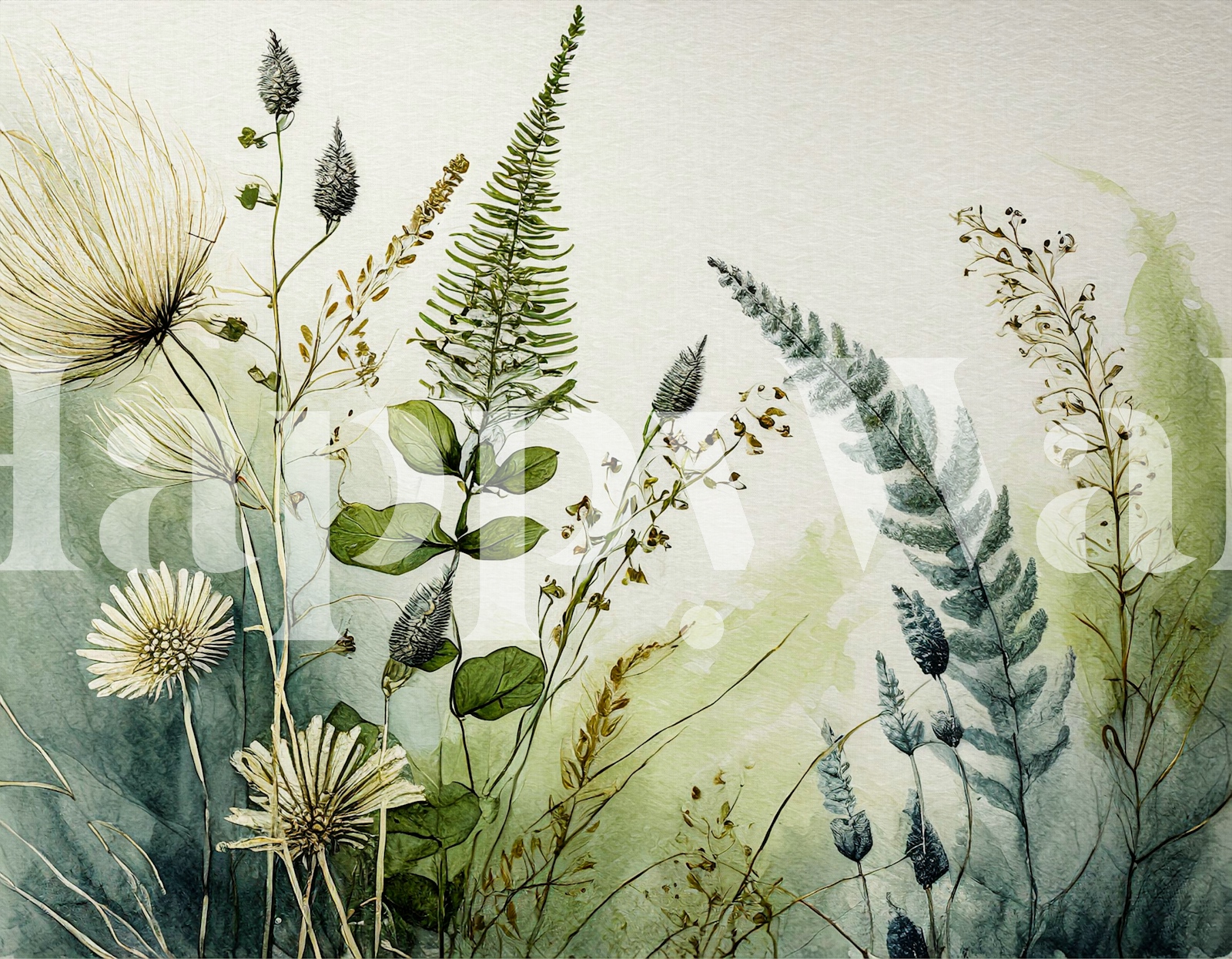 Floral Green Wallpaper for Bedroom or Living Room