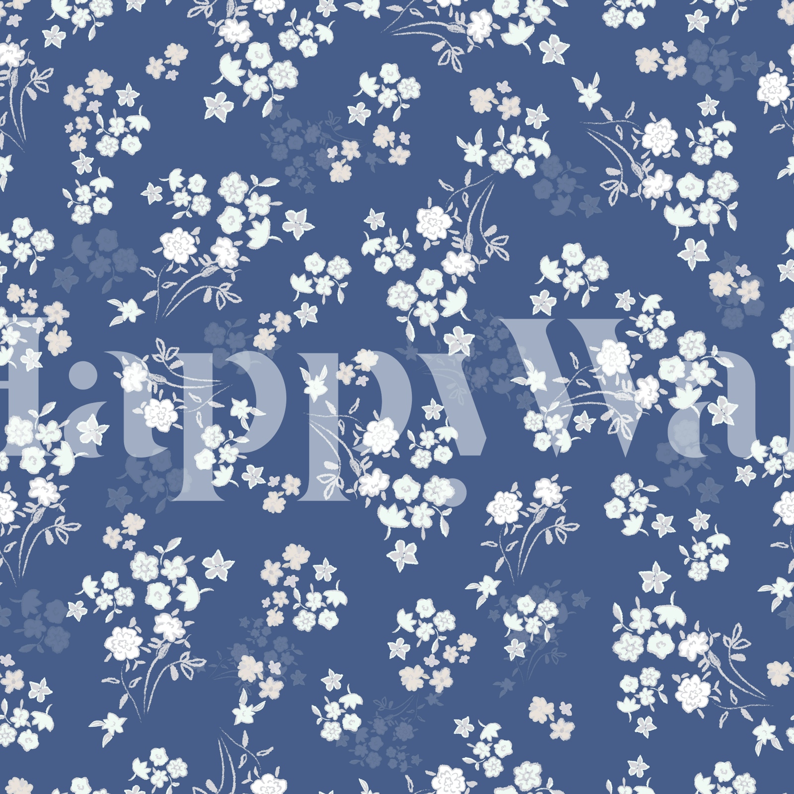 Blue Floral Wallpaper for Bedroom
