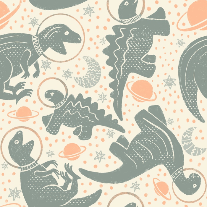 Astronaut Dinosaur Wallpaper for Kids Room