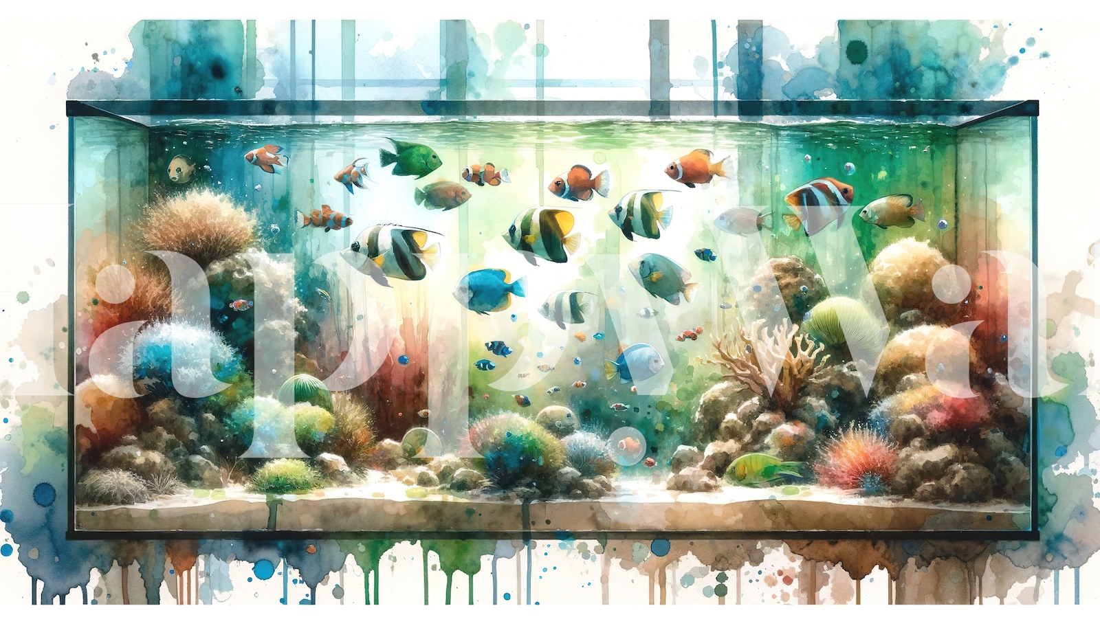 Colorful Aquarium Wallpaper | happywall.com