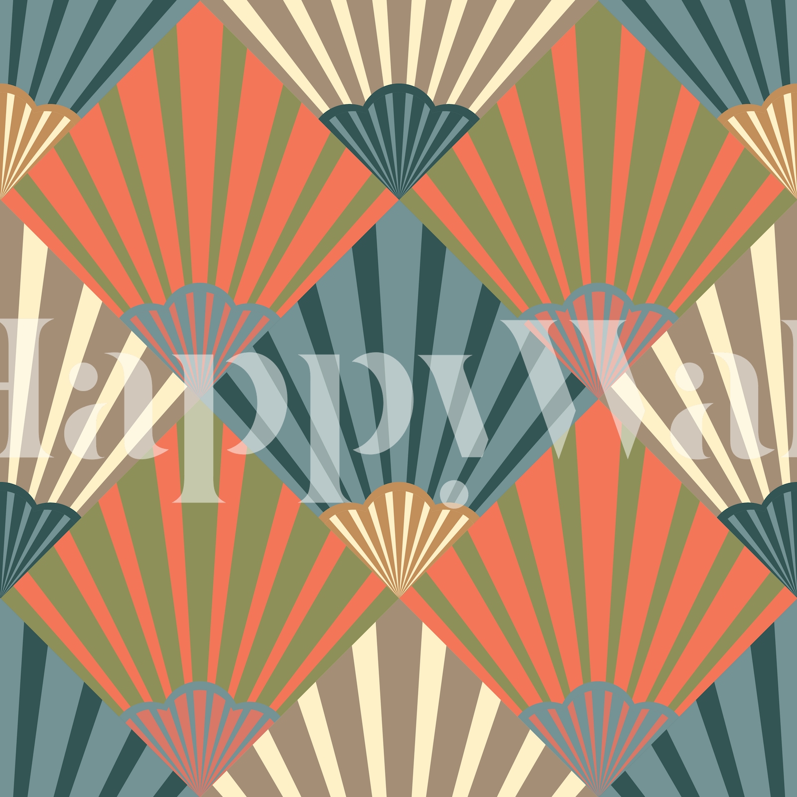Sunrise Art Deco Diamond Burst Wallpaper