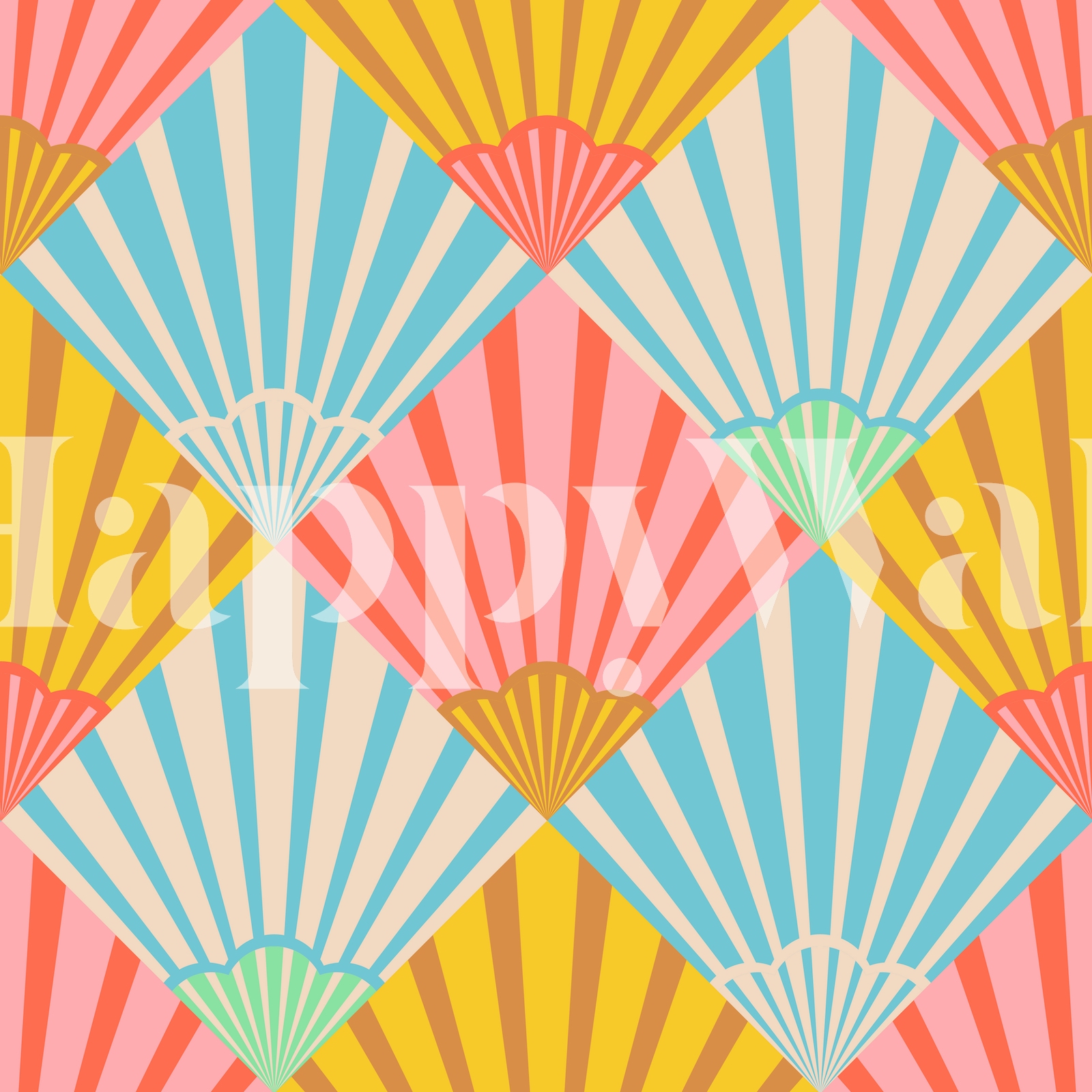 Sunrise Art Deco Diamond Burst Wallpaper