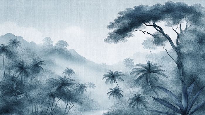 Blue Jungle Landscape Wallpaper