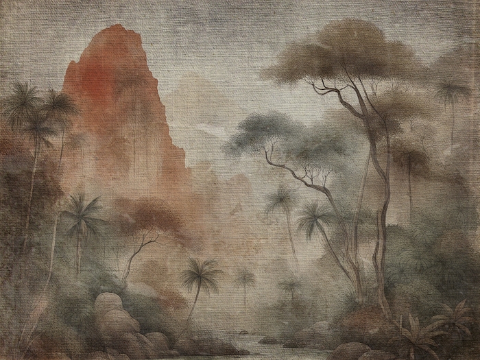 Antique Asian Jungle Forest Wallpaper - Happywall