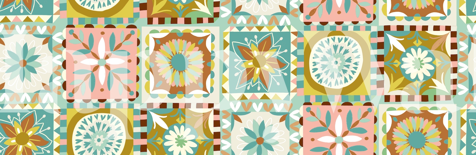 Playful Tiles Wallpaper - happywall.com