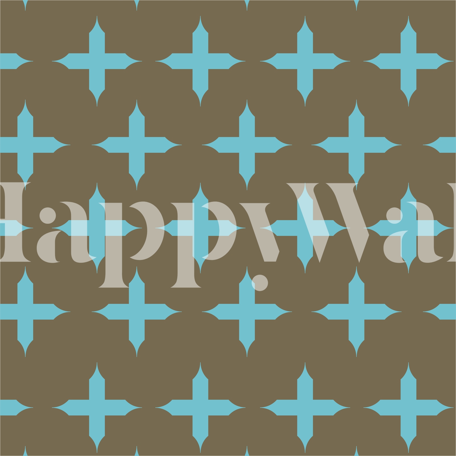 Olive Green Turquoise Cross Pattern Wallpaper