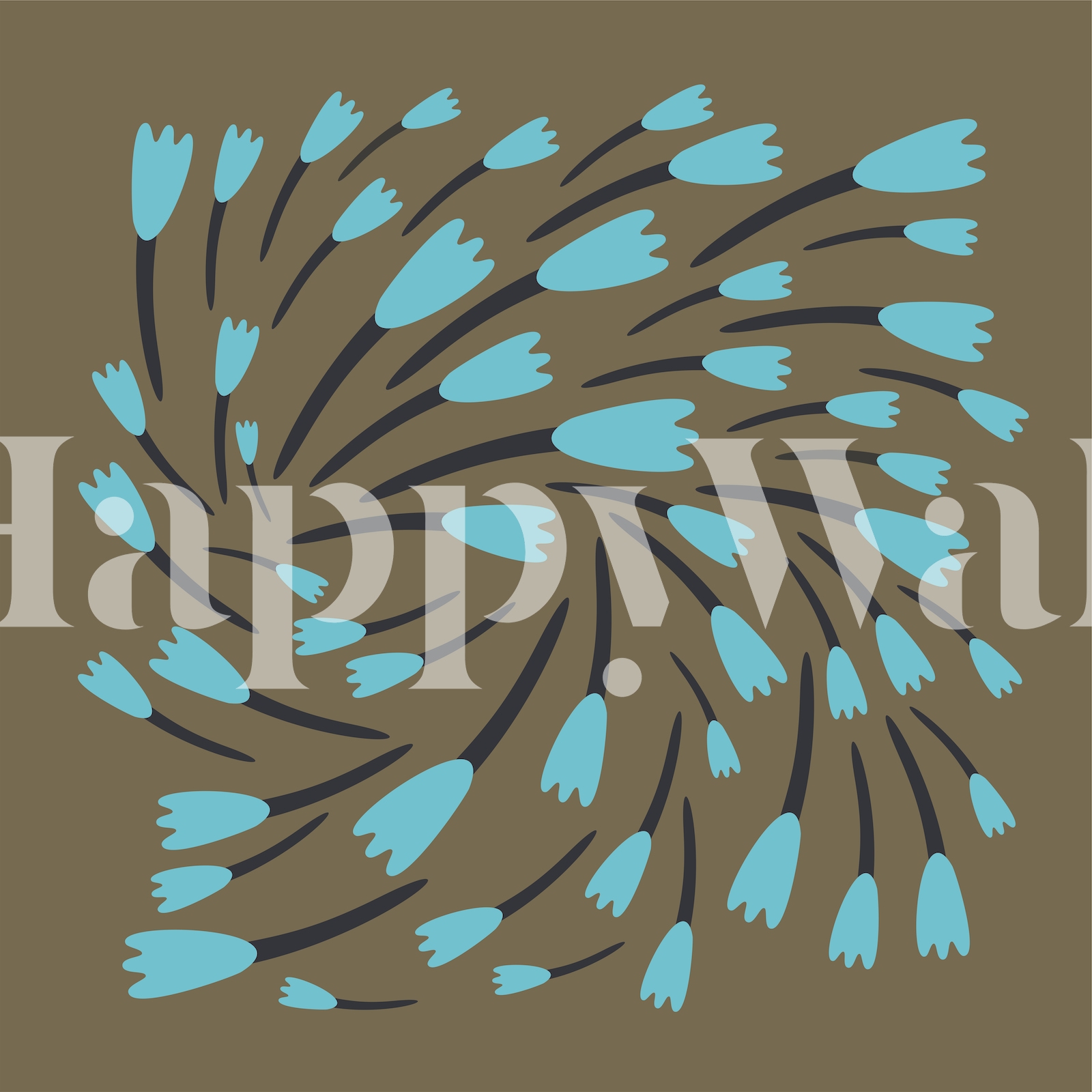 Taupe Turning Tulips Wallpaper - Happywall.com