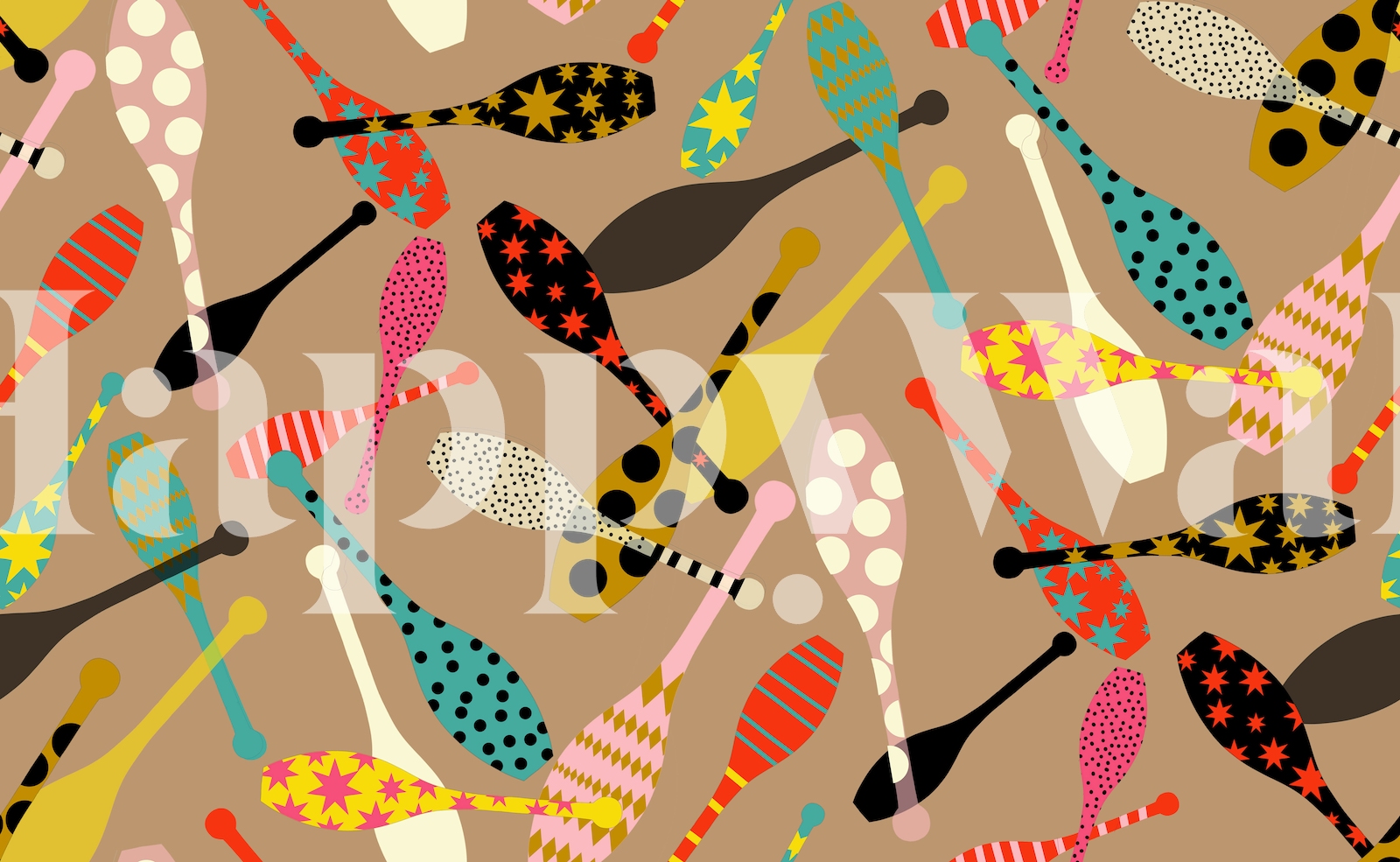 Colorful Circus Juggling Clubs Wallpaper