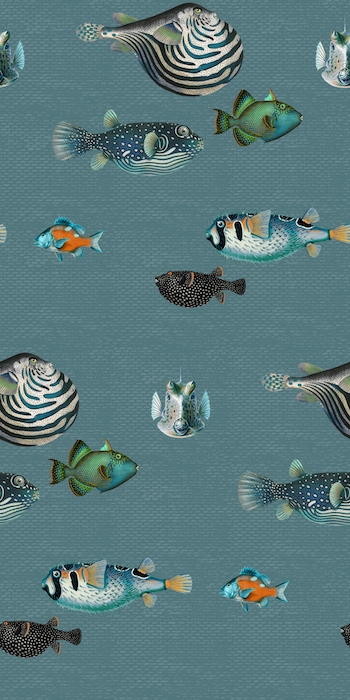Acquario Fish Pattern Wallpaper - Happywall