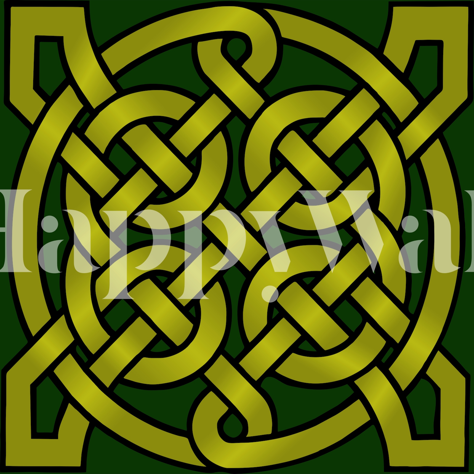 Gold and Green Celtic Knot Pattern Wallpaper