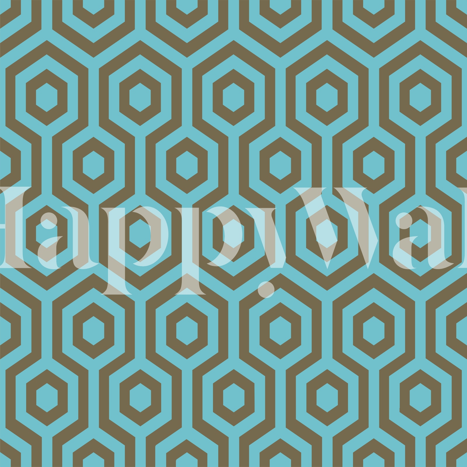 Turquoise Taupe Hexagon Pattern - Happywall