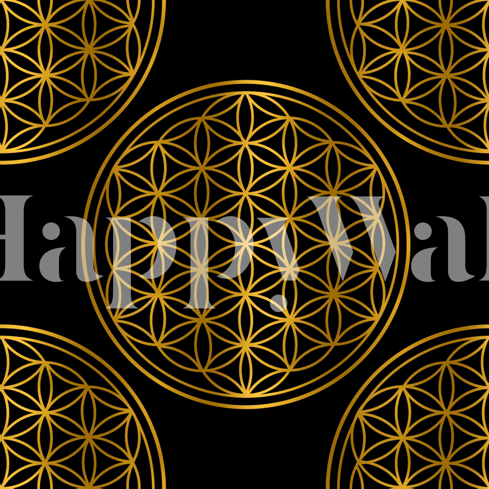 Gold Flower of Life Geometric Wallpaper