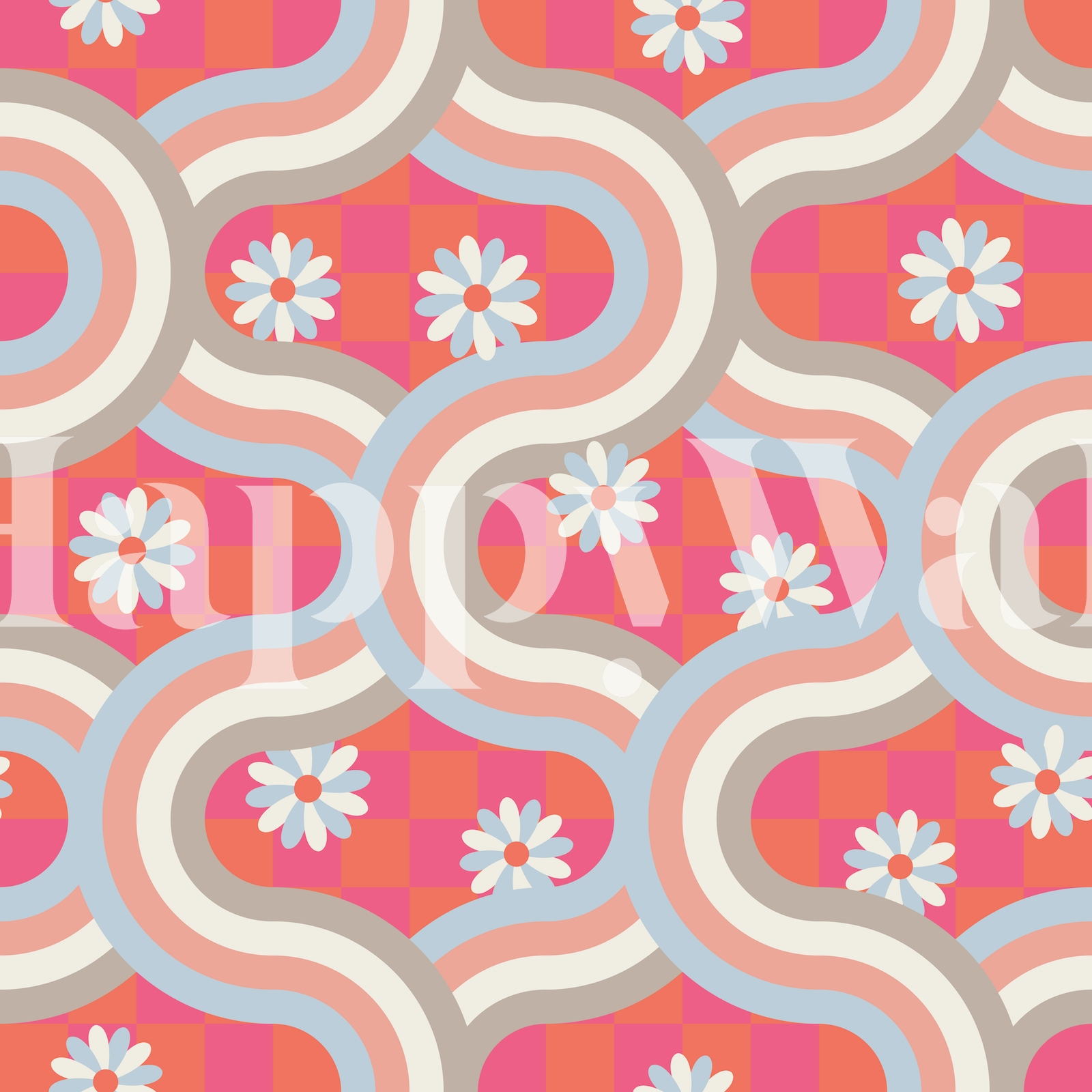 Kyoto Rainbow Wavy Stripe Floral Wallpaper