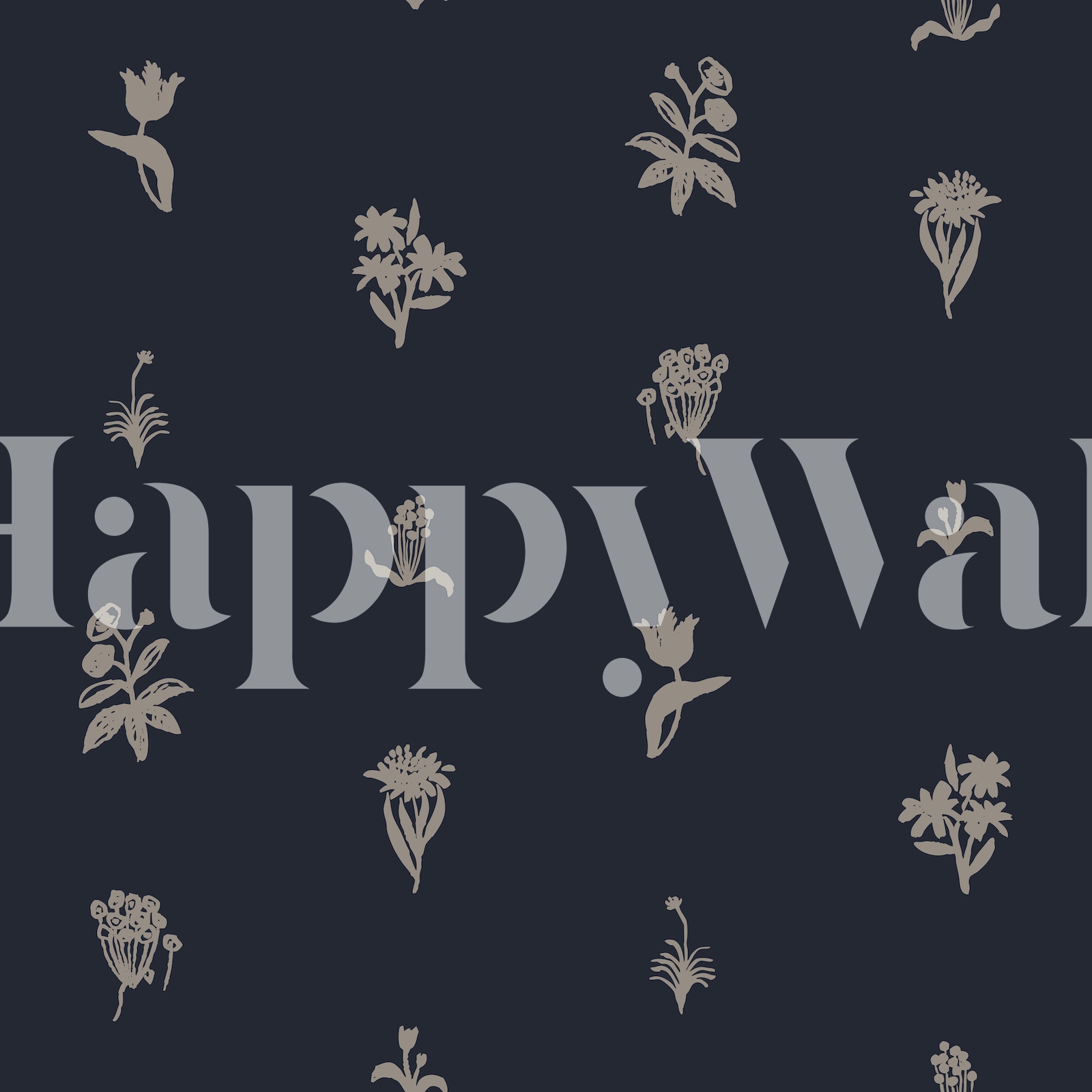 Sparse Floral Dark Wallpaper | happywall.com