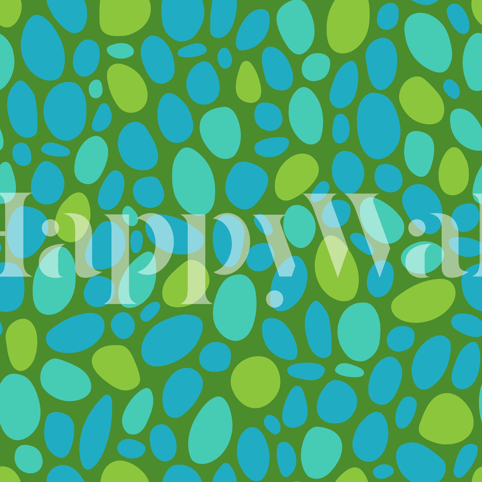 Pebbly Bottom Abstract Retro Pebbles - Green