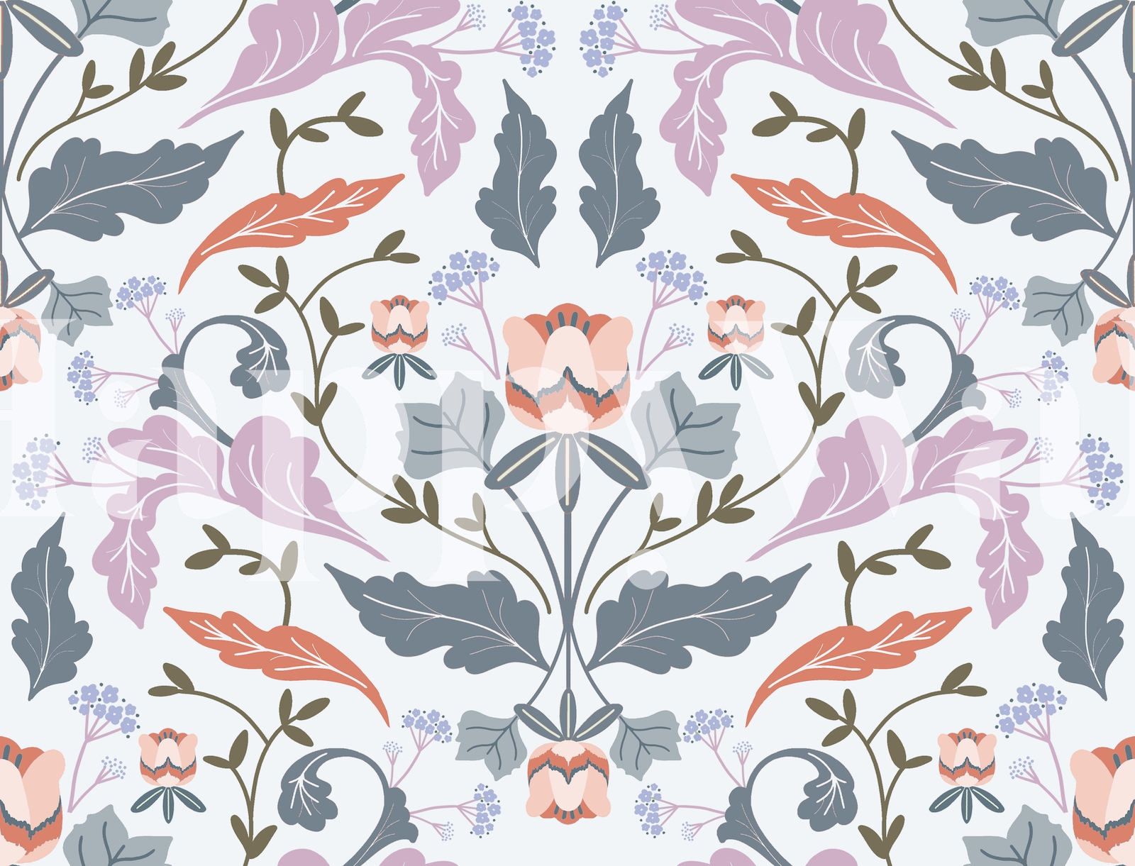 Tulip Floral Pattern Wallpaper in Soft Pastels