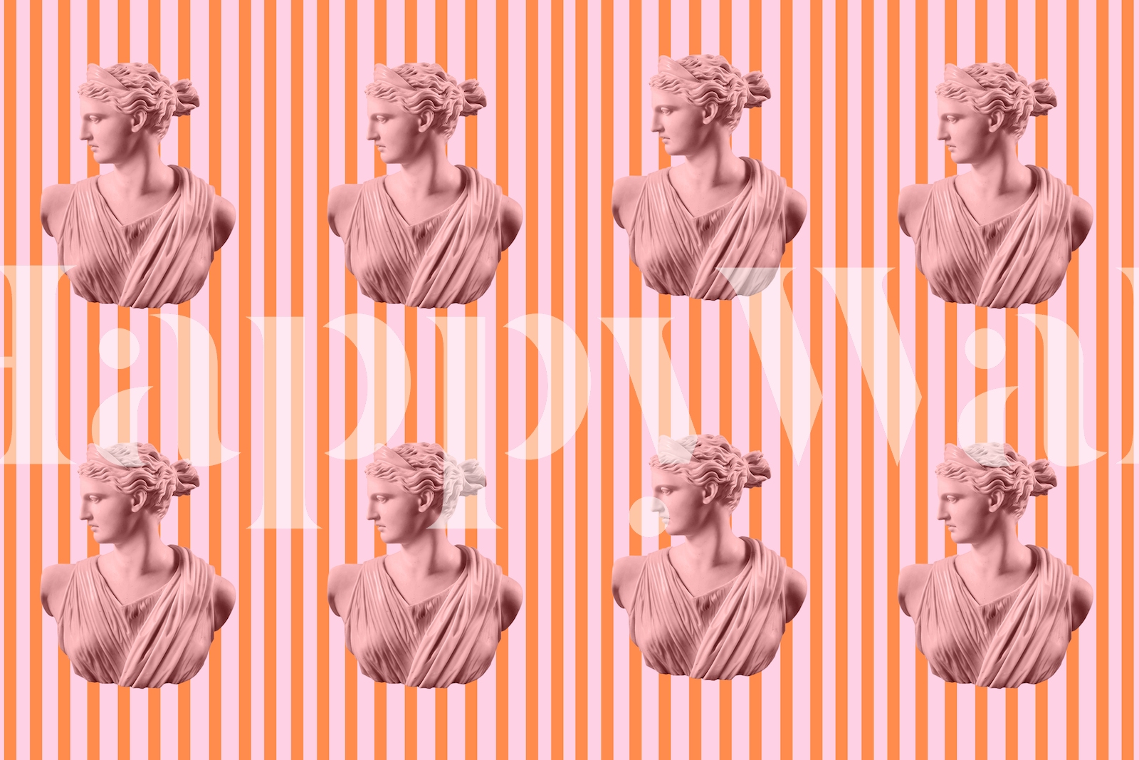Ancient Goddess Striped Art Wallpaper