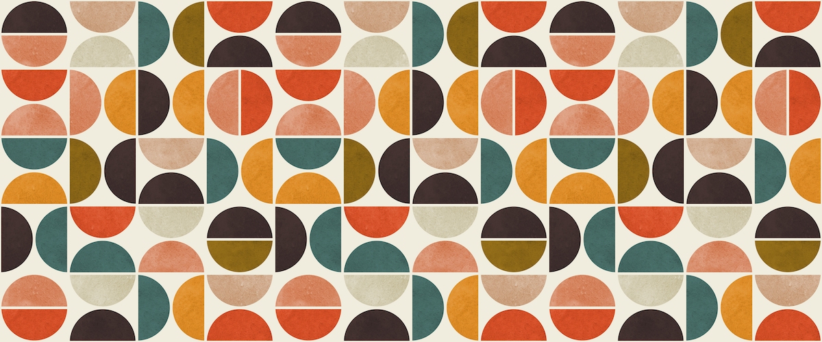 Retro Geometric Circle Wallpaper in Earthy Tones