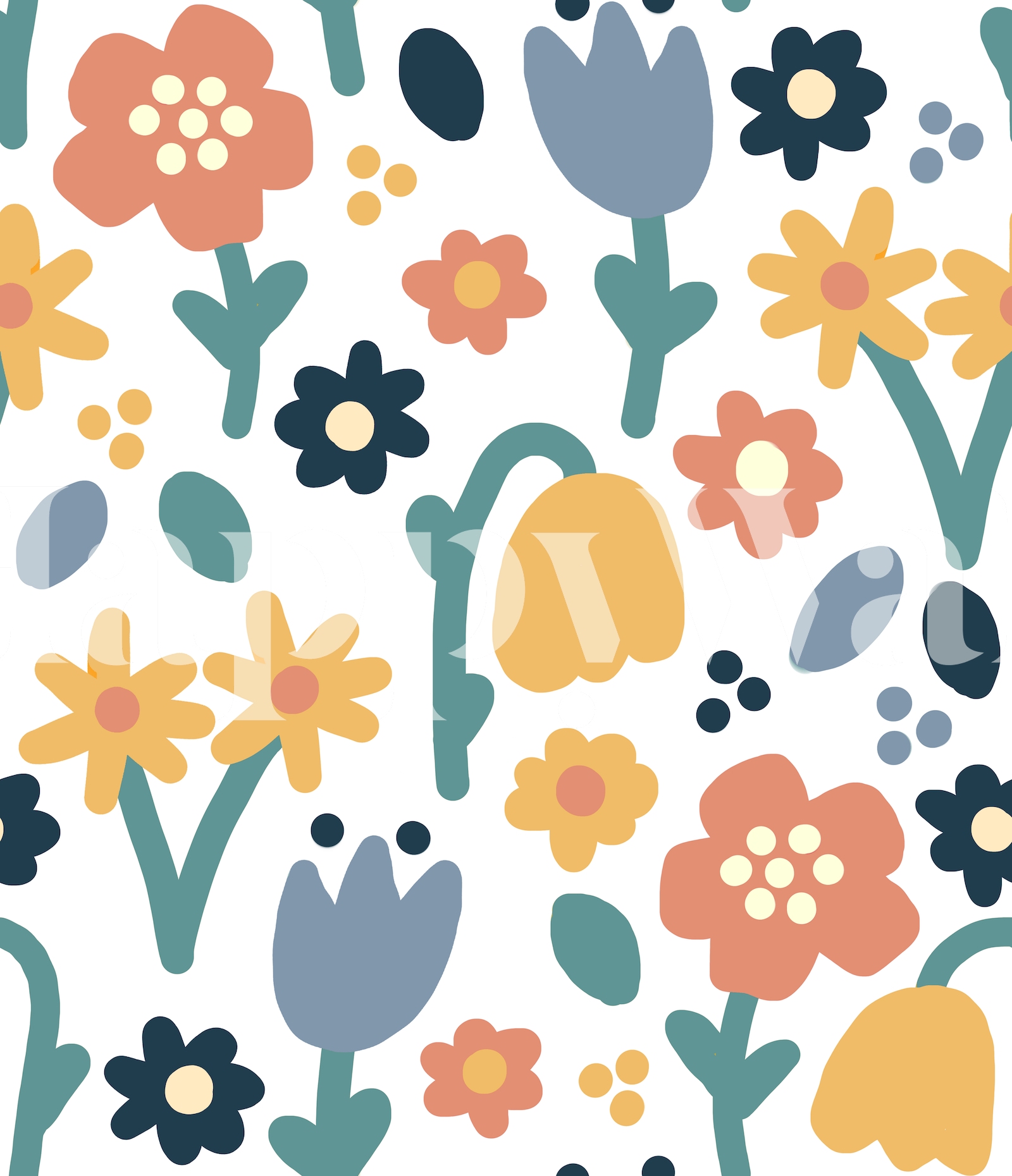 Colorful Floral Wallpaper for Kids Room