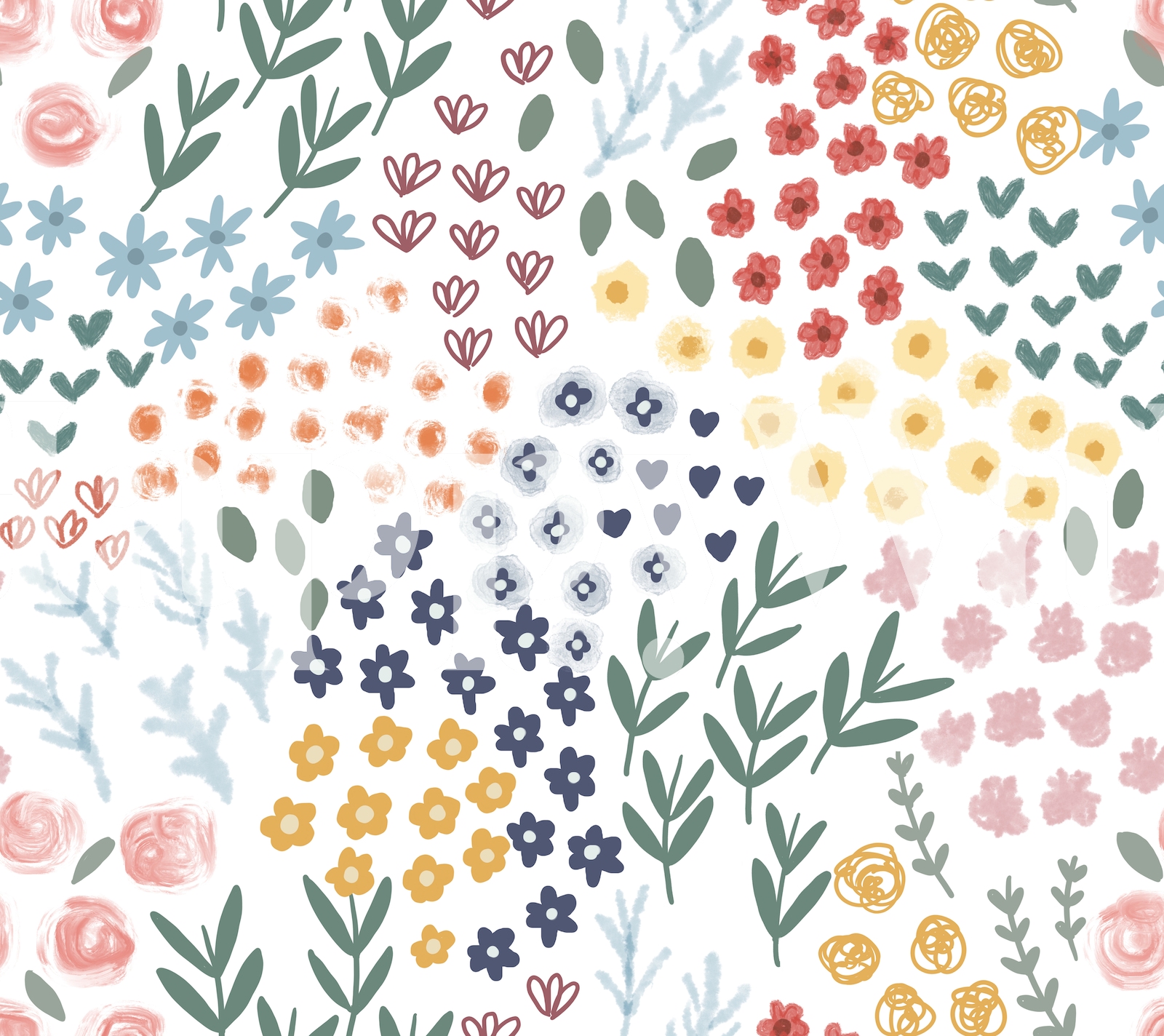 Patchwork Floral Wallpaper - Happywall.com