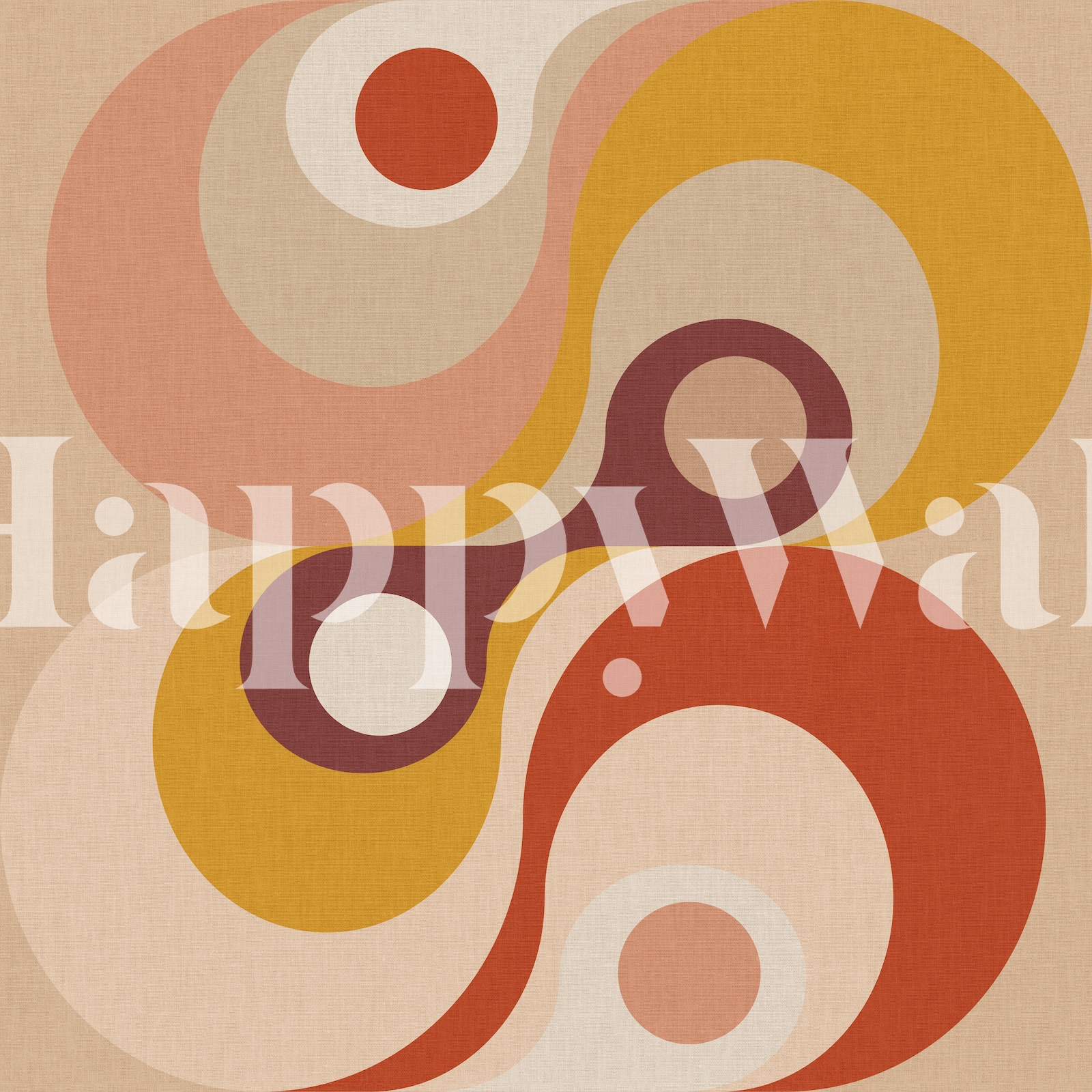 Mid Century Geometric Boho Swirl Wallpaper
