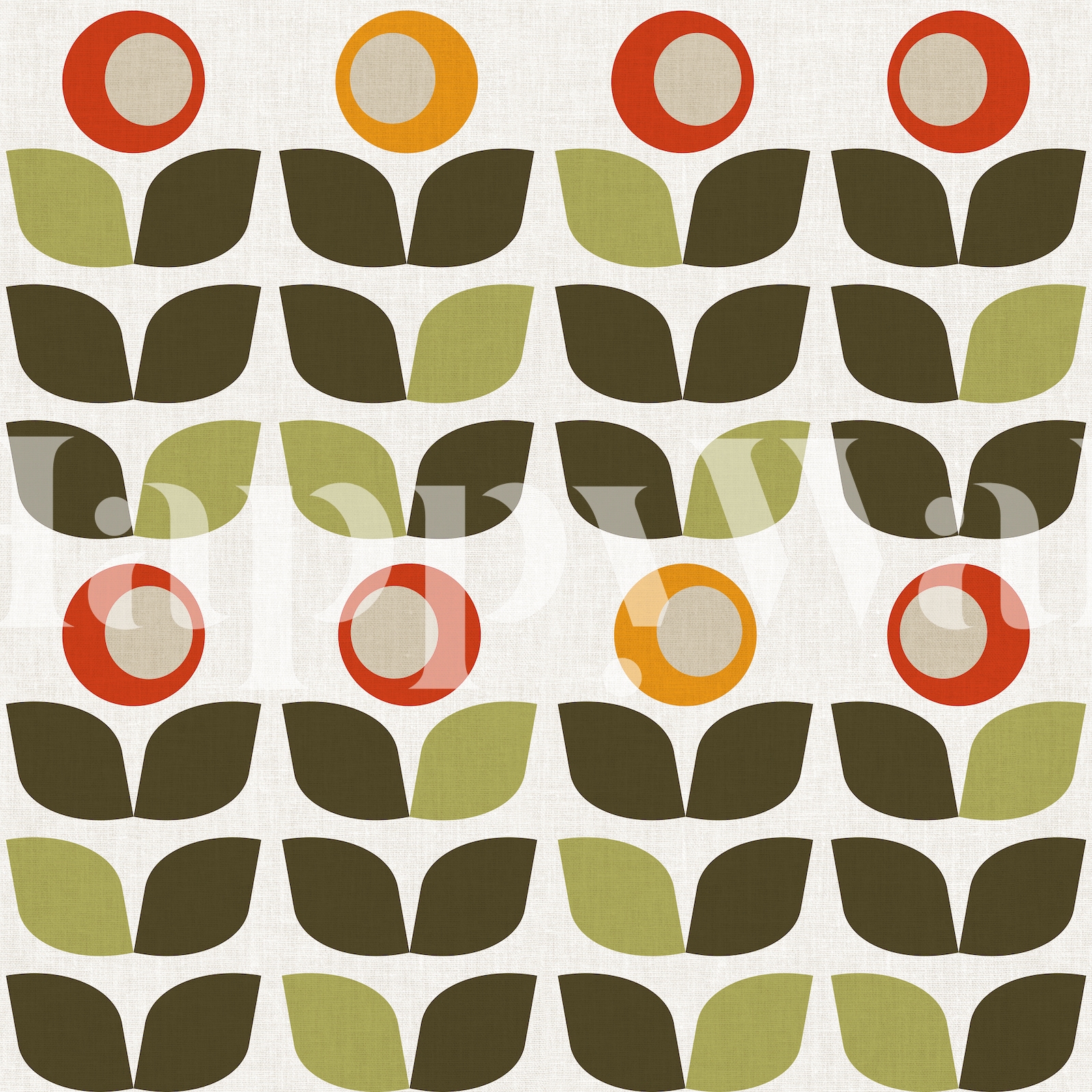 Spring Flowers Retro Bauhaus Wallpaper | happywall.com