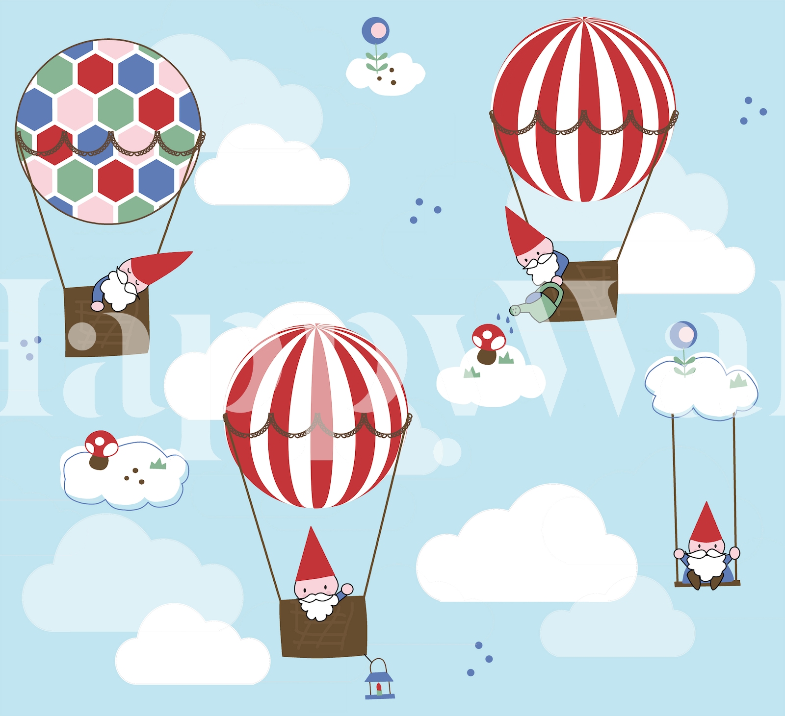 Gnomes in Hot Air Balloons - Happywall