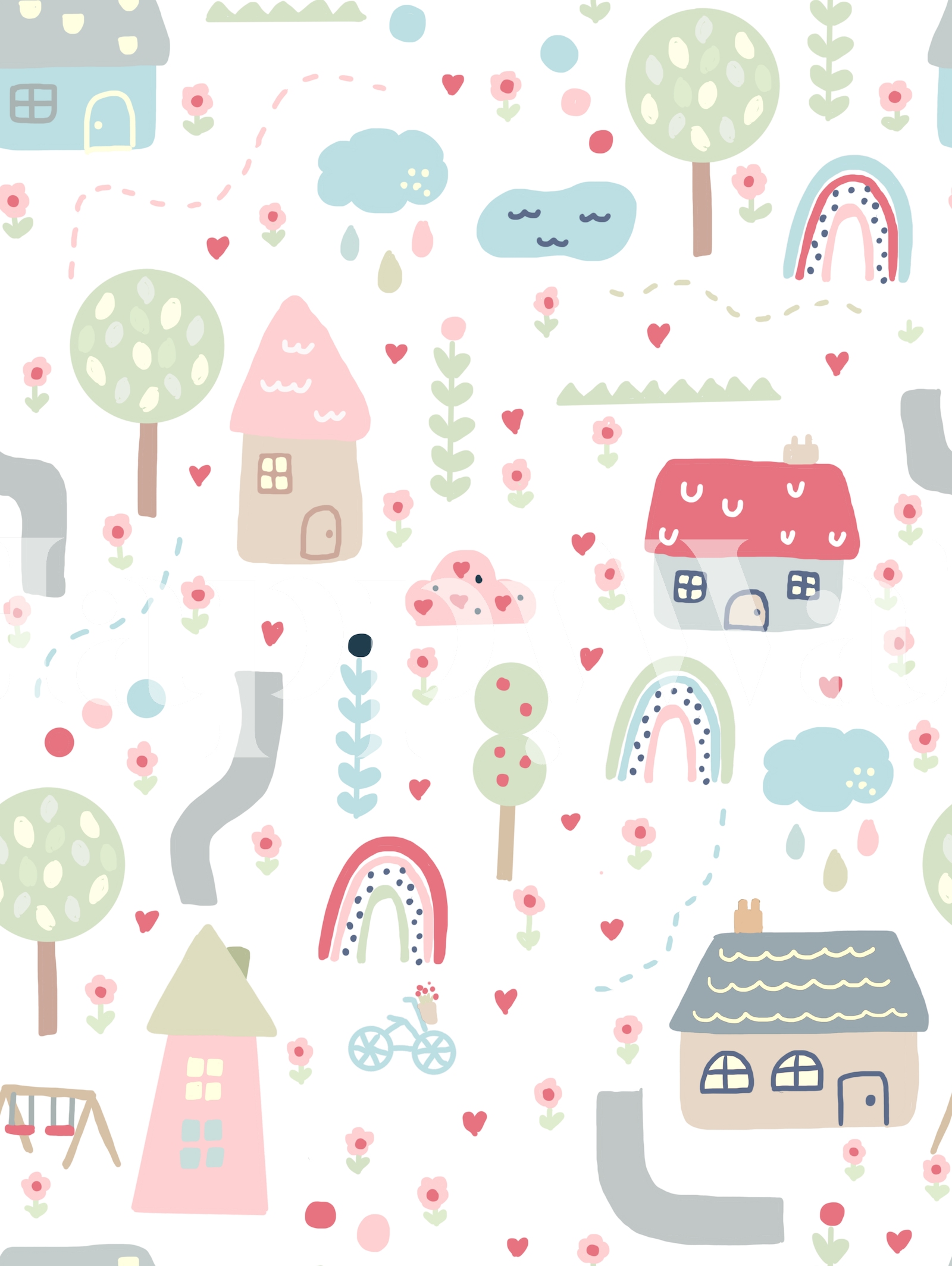 Happy Town Map Wallpaper | happywall.com