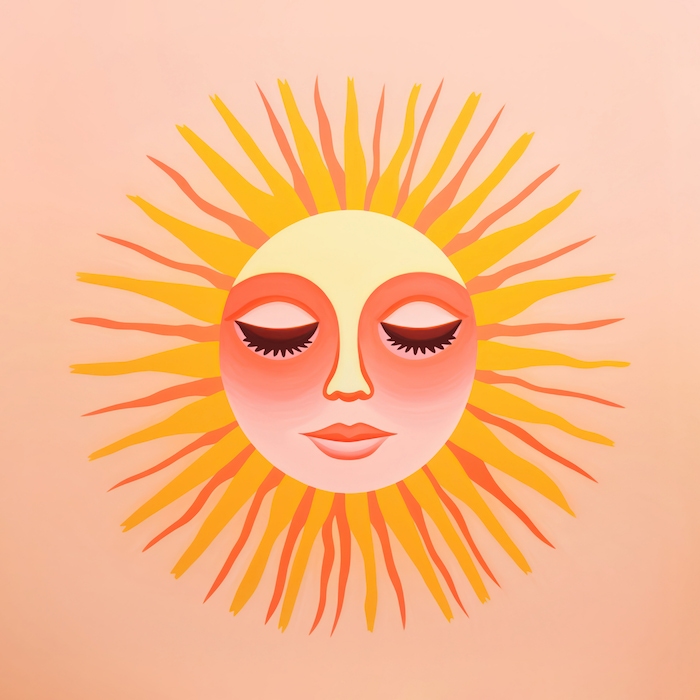 Whimsical Sun Face Yellow Peach Wallpaper