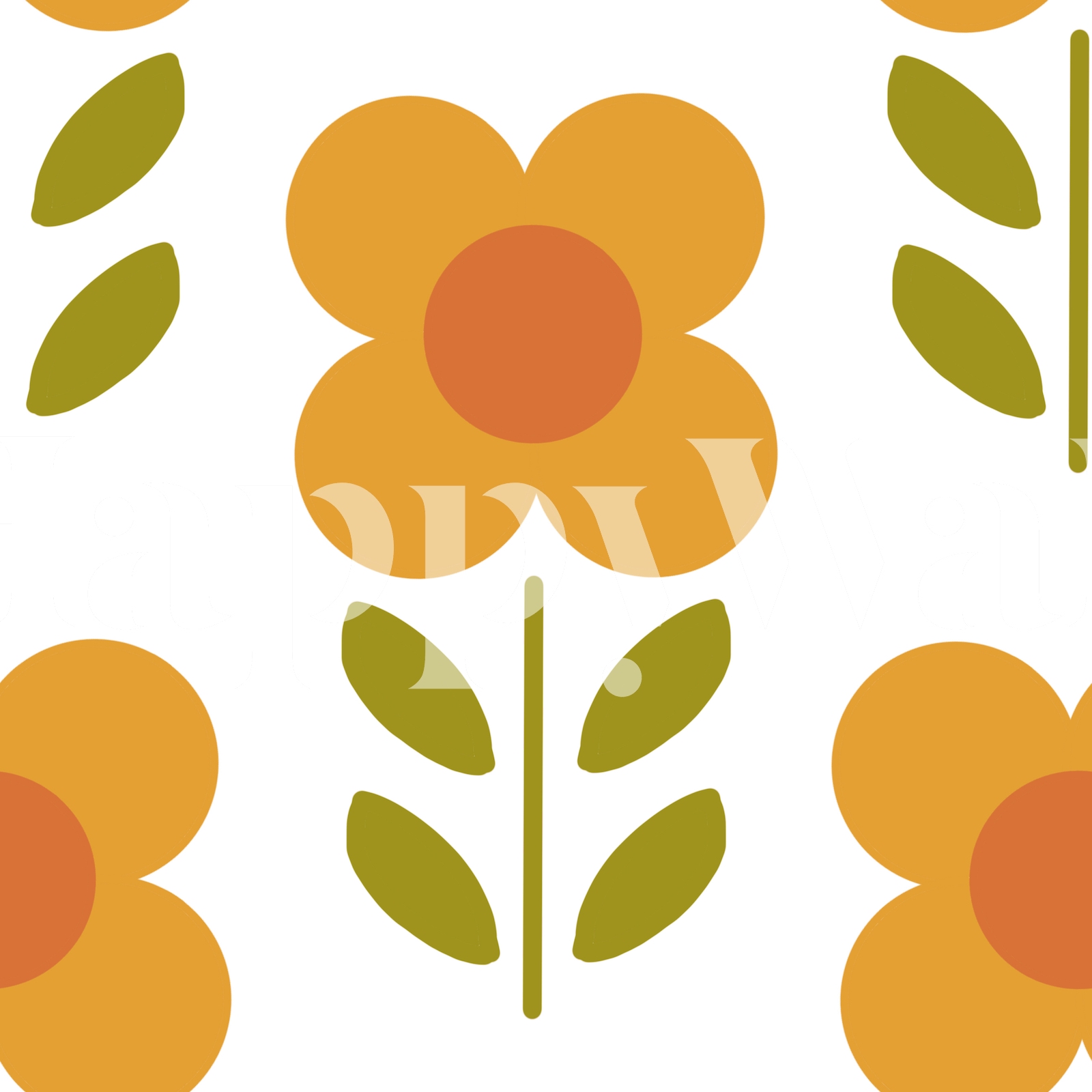 Geometric Retro Daisy Wallpaper - Happywall
