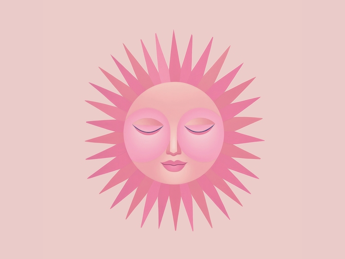 Pink Whimsical Sun Face Wallpaper
