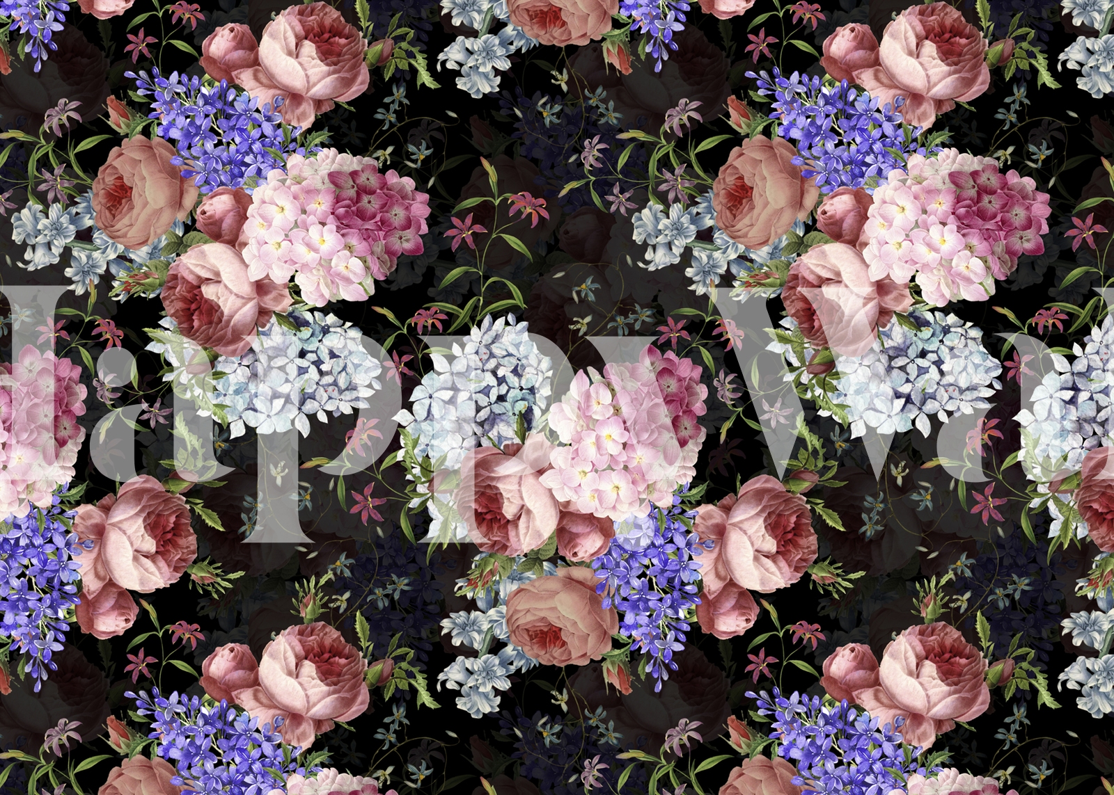 Redoute Roses & Hydrangea Wallpaper - Buy Online | Happywall