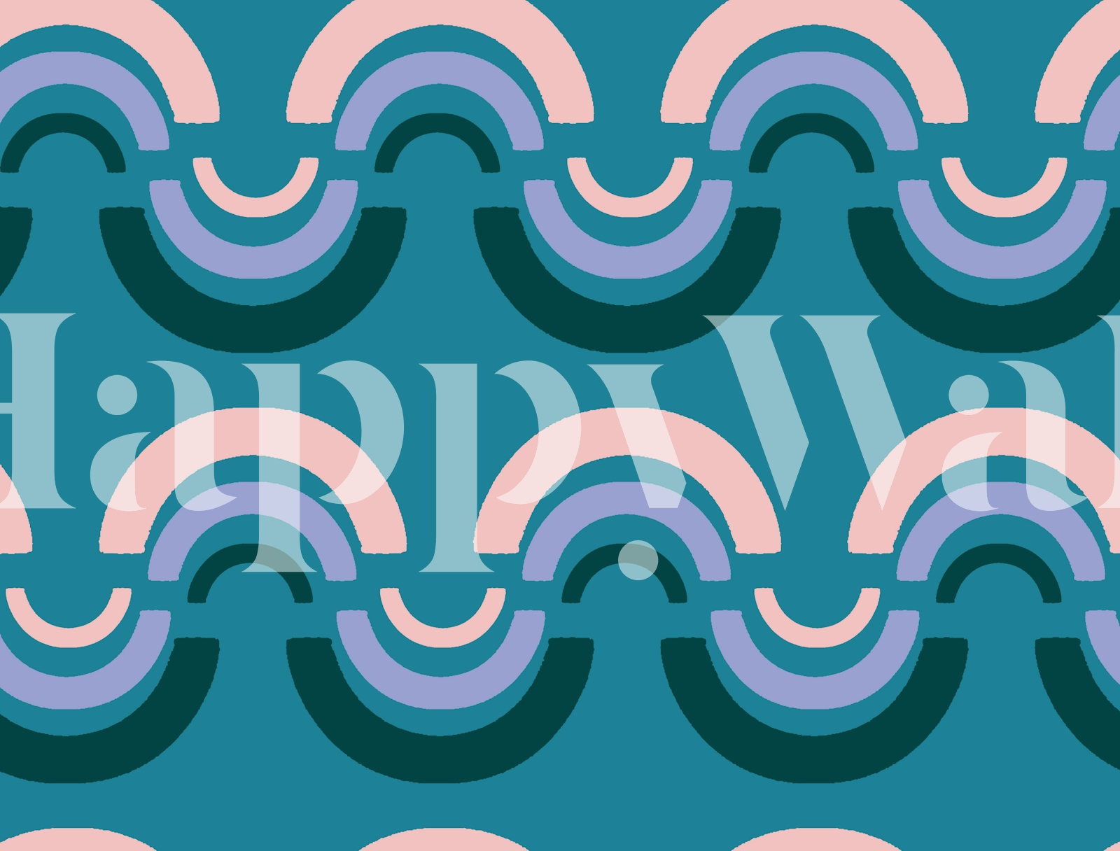Rainbow Waves - Deep Green Wallpaper | Happywall