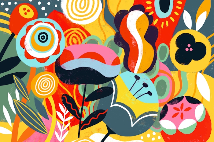 huge color blob florals wallpaper | Happywall