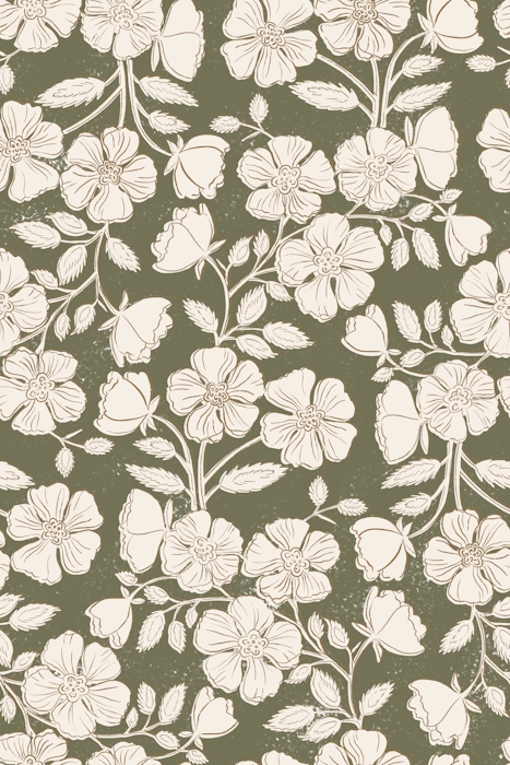 Wild Rose Block Print Floral Wallpaper | Happywall.com