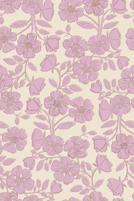 Wild Rose Block Print Floral - Happywall