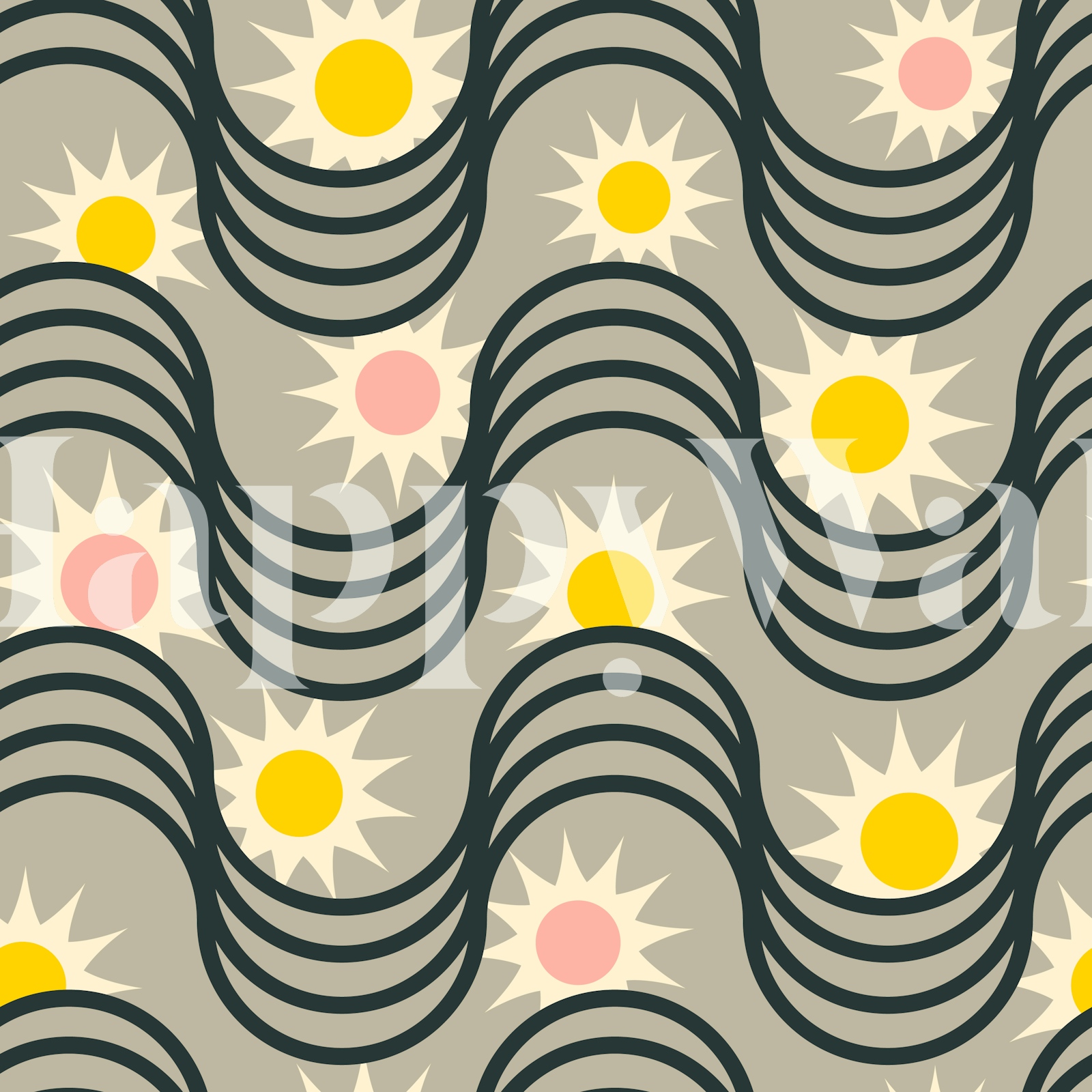 Rise And Shine Retro Rising Sun Waves Wallpaper