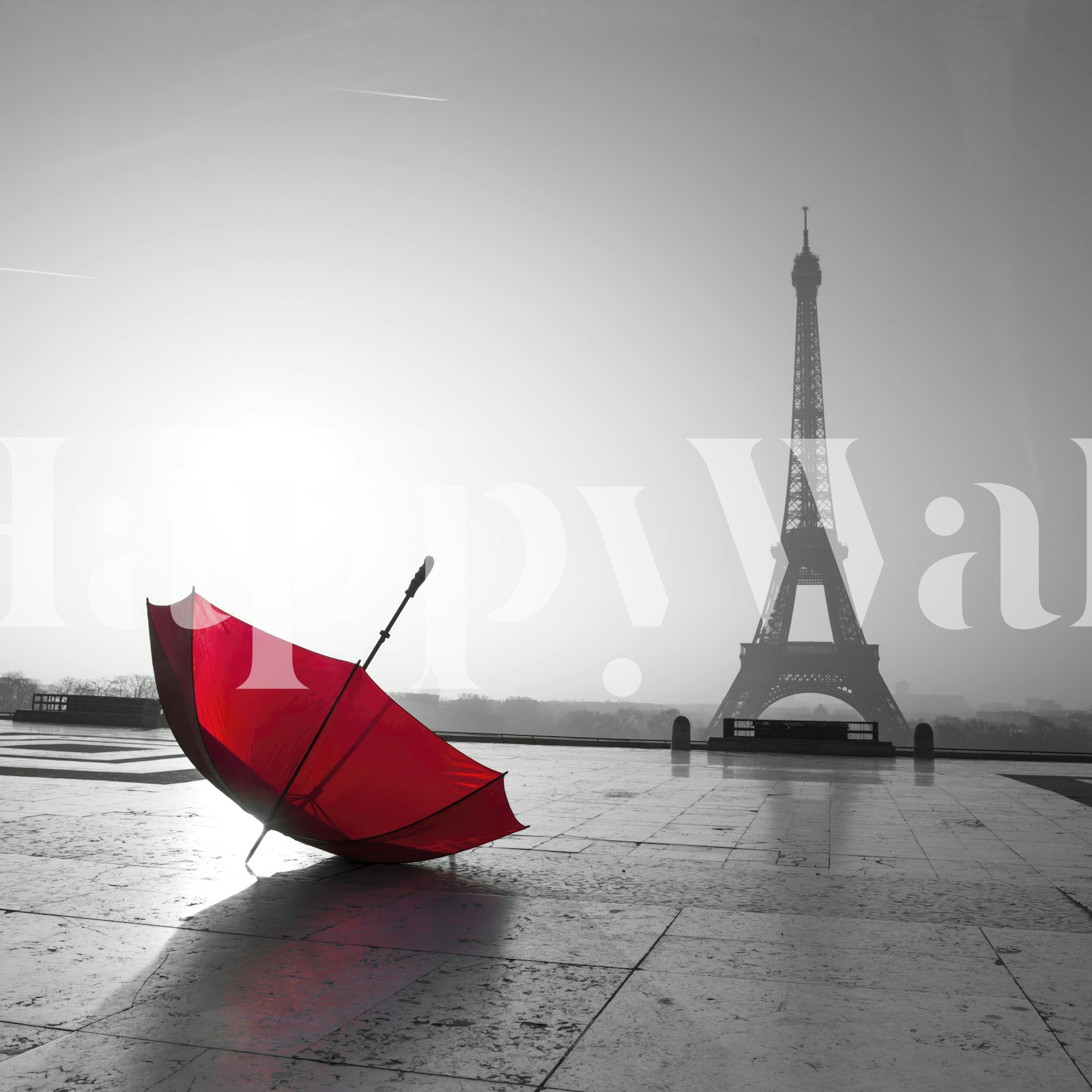 Umbrella Scene in Paris Wallpaper
