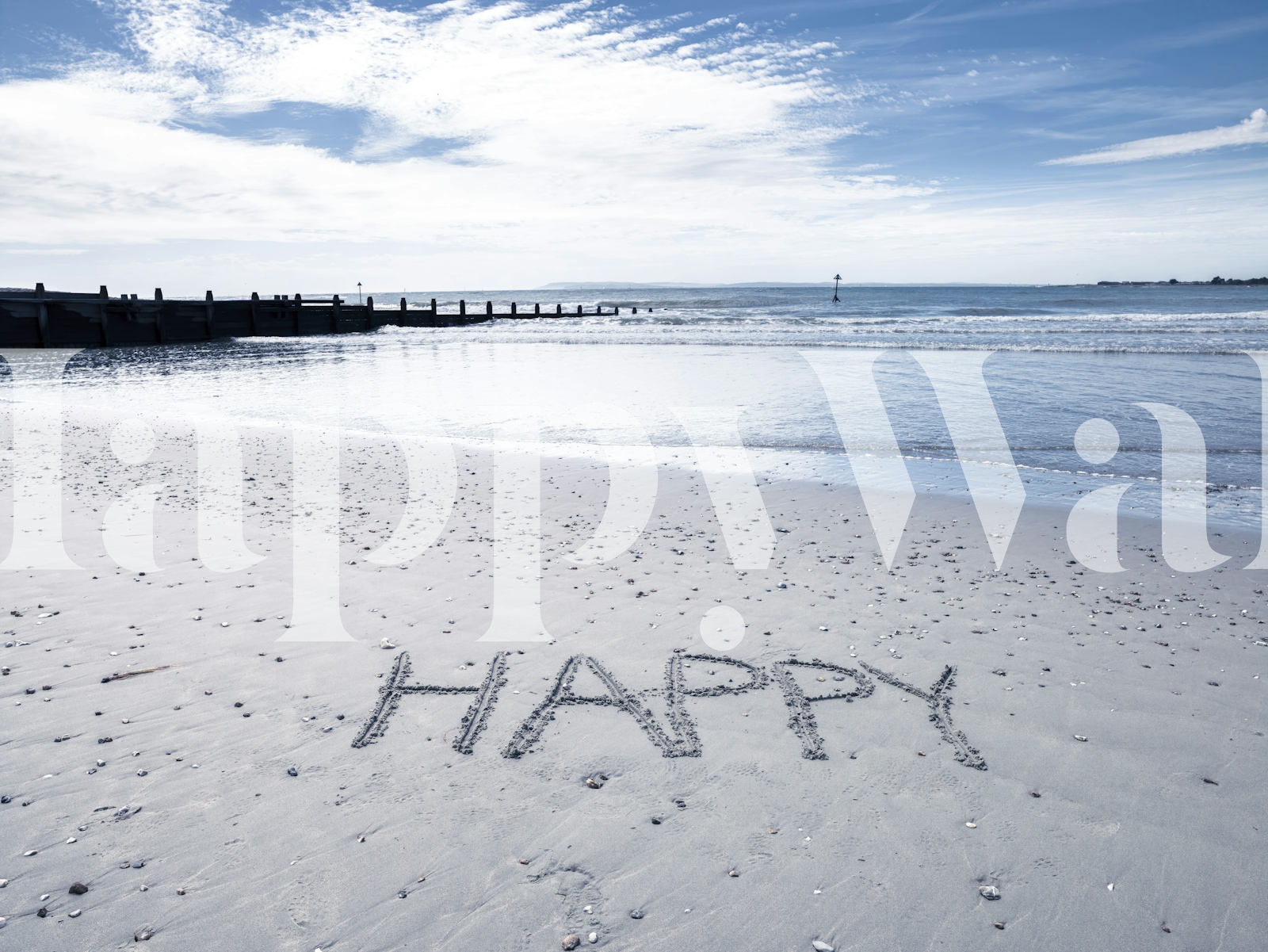 Happy Beach Wallpaper - Coastal Blue Design