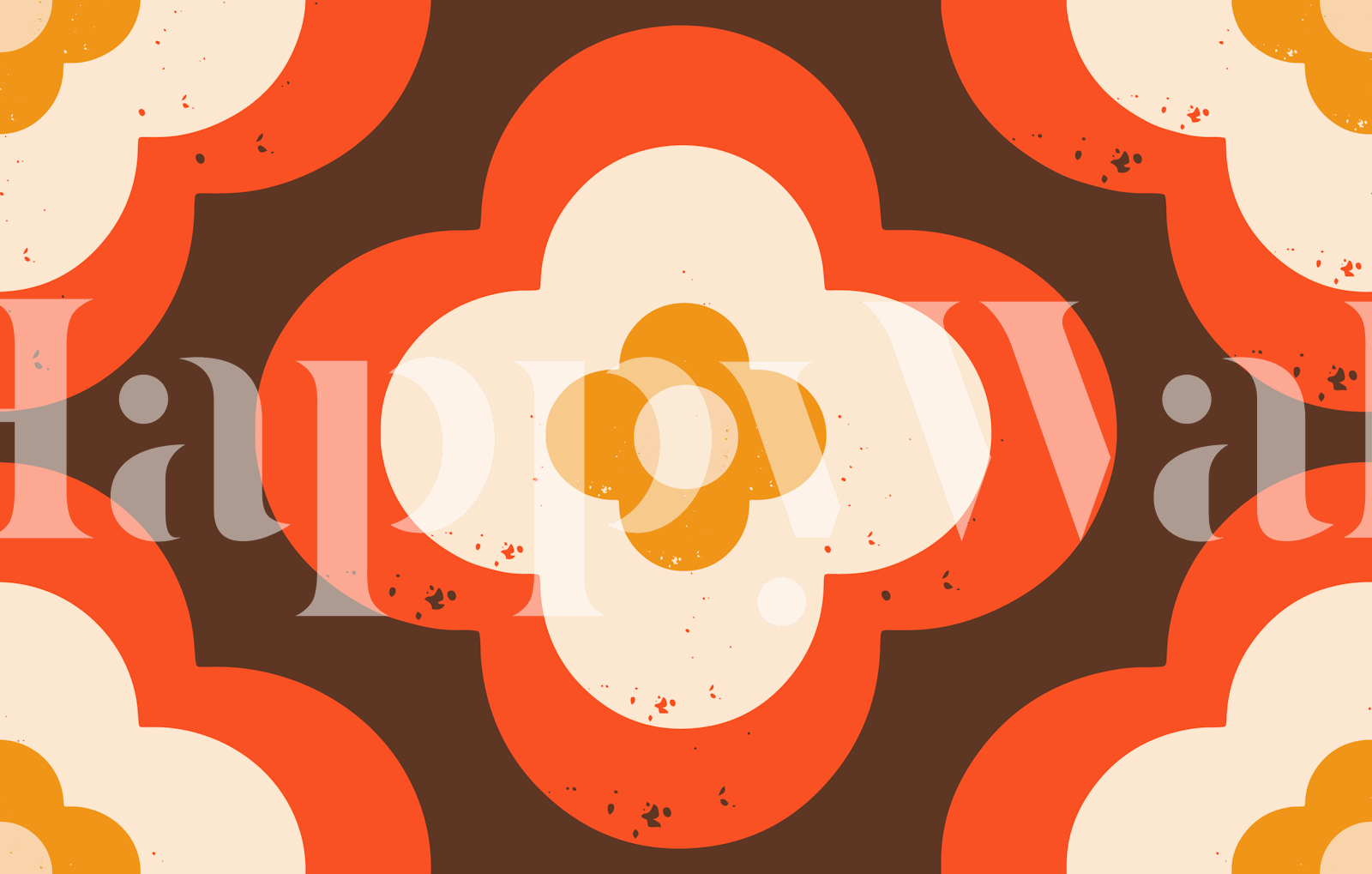 Mid Century Floral Orange Wallpaper