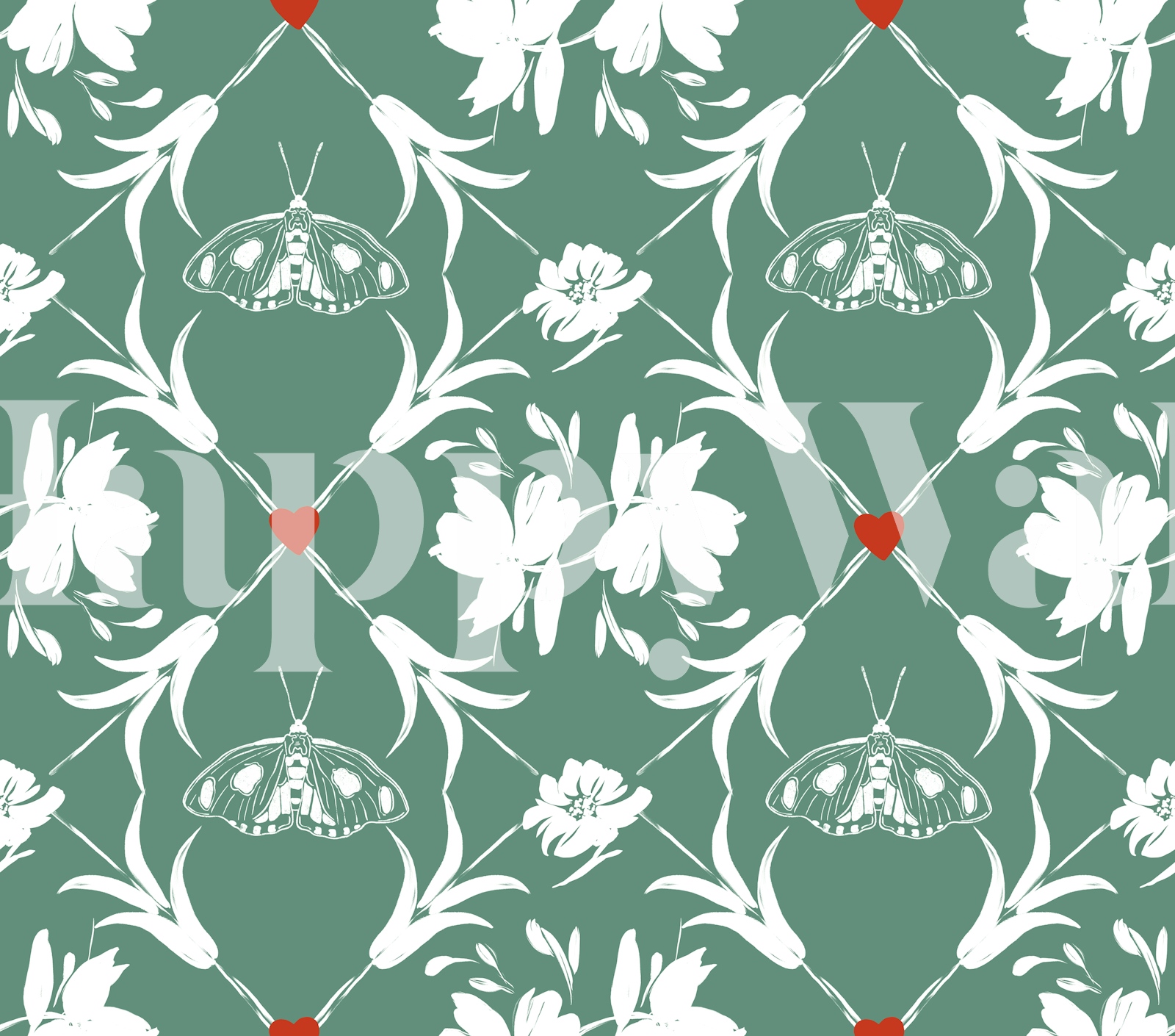 Floral Pleasure greenish G - Happywall
