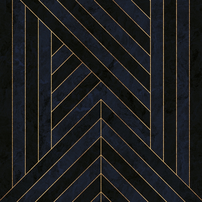 Navy Blue Luxury Line Art Mosaic - Happywall