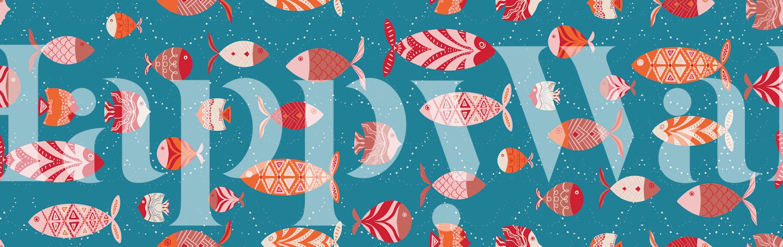 Fish Adrift - Teal Blue Wallpaper