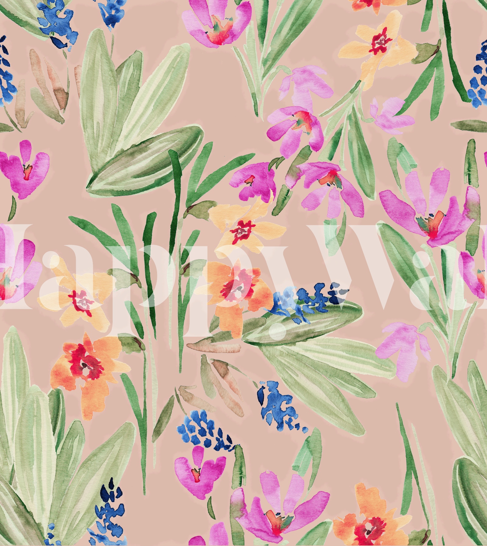 Aquarel Flower Blush - Happywall